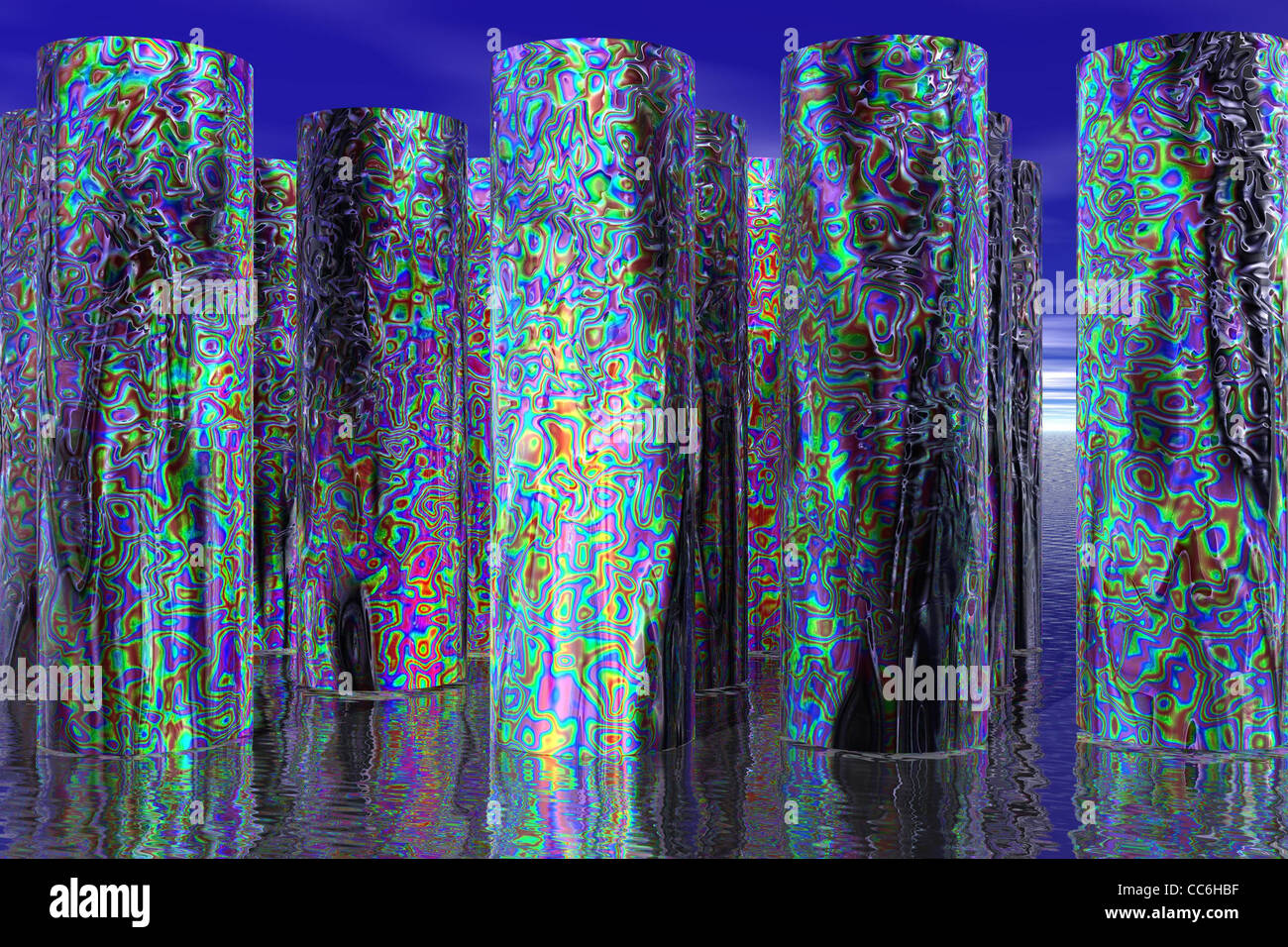 Strange pylons surface from the sea Stock Photo - Alamy