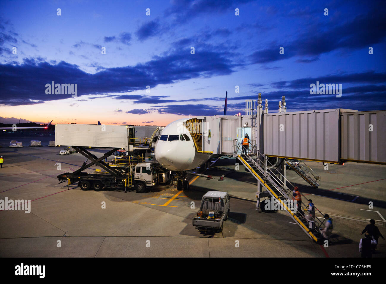 Japan, Tokyo, Narita International Airport, 747 Jumbo Jet at Gate Stock ...