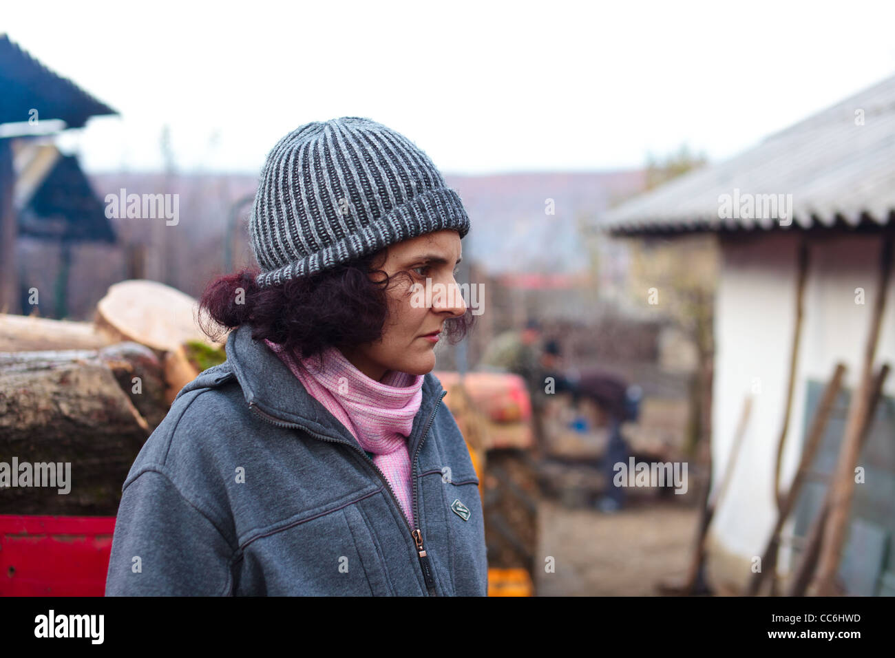 Closeup portrait of a rural woman with cap outdoor Stock Photo - Alamy