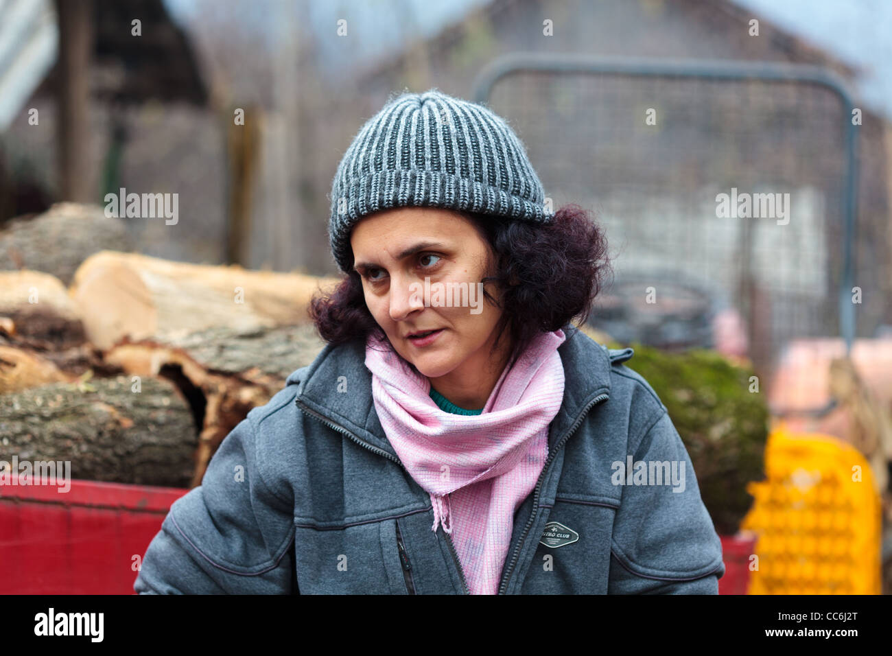 Closeup portrait of a rural woman with cap outdoor Stock Photo - Alamy