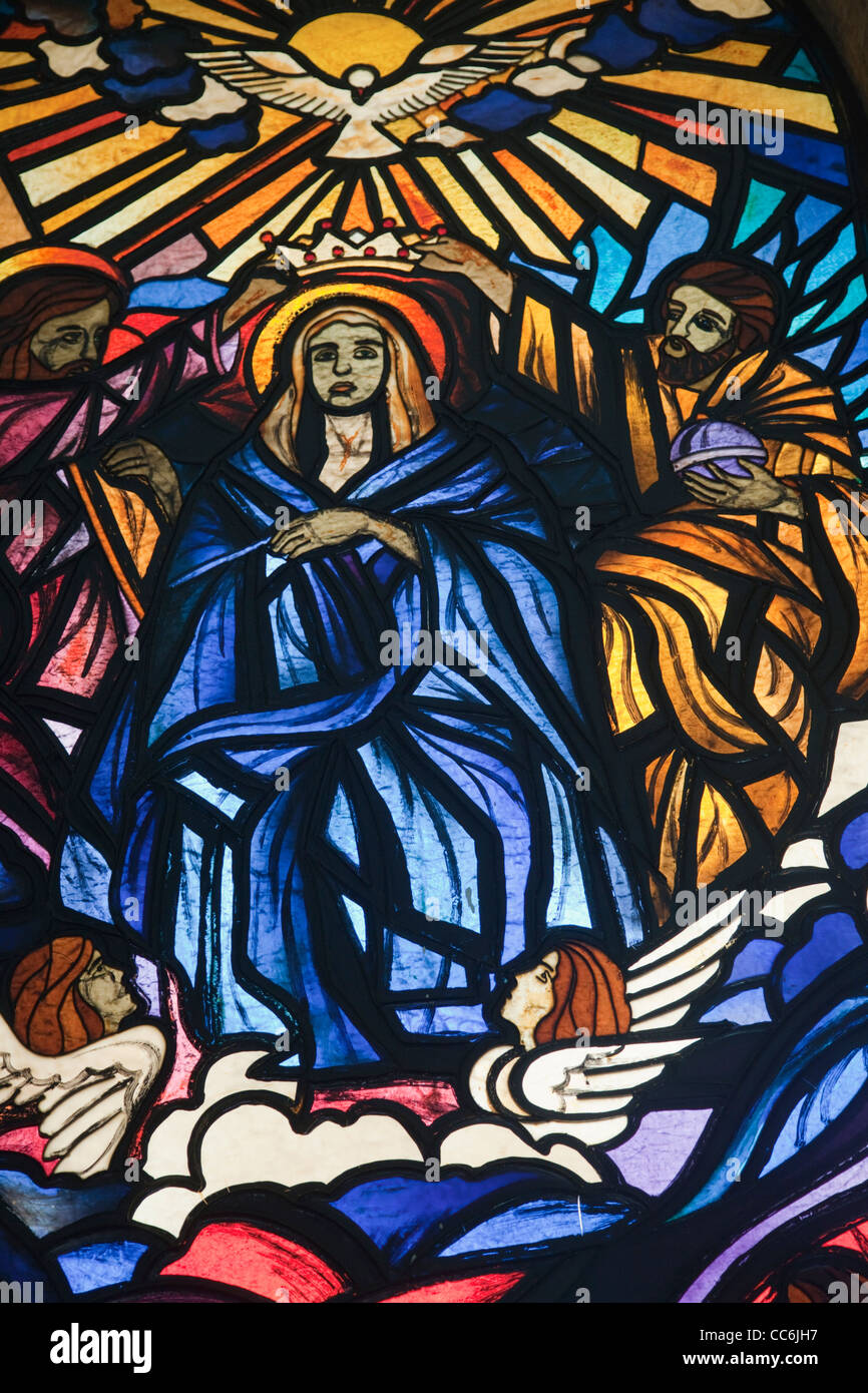 Philippines, Manila, Intramuros, Manila Cathedral, Stained Glass Window ...