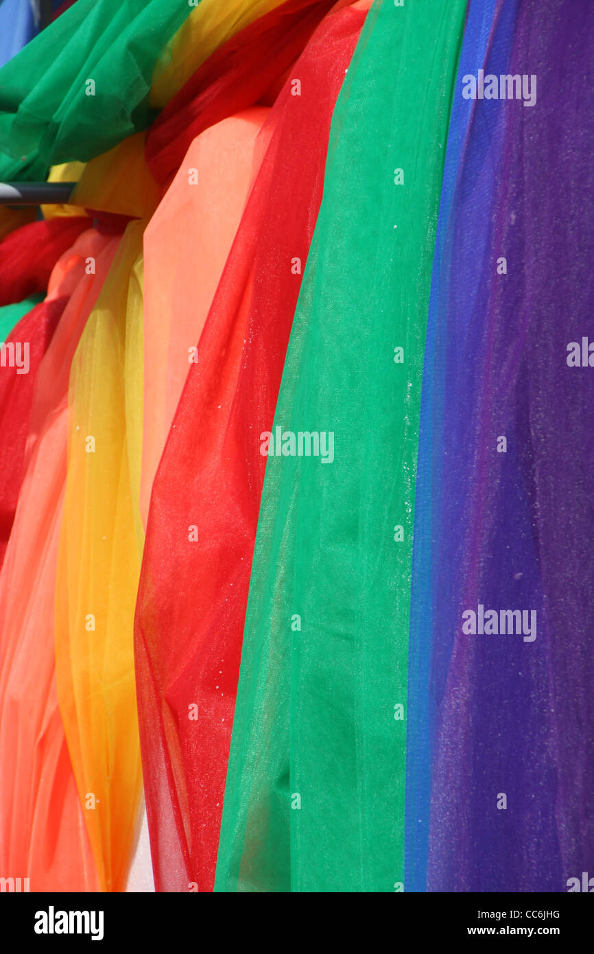 colourful scarves on carnival float truck lorry Stock Photo - Alamy