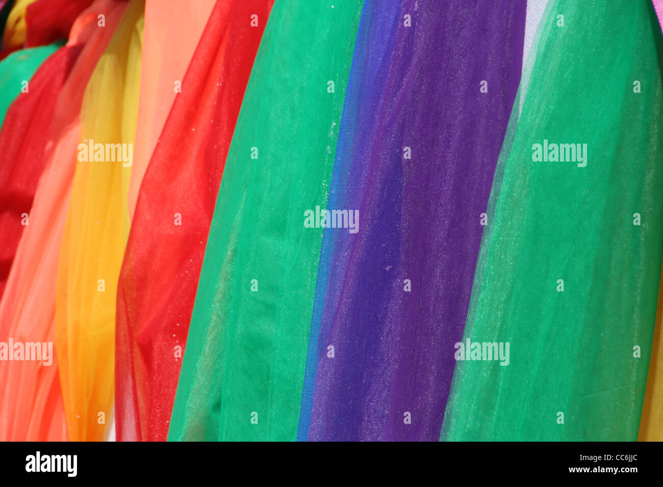 colourful scarves on carnival float truck lorry Stock Photo - Alamy