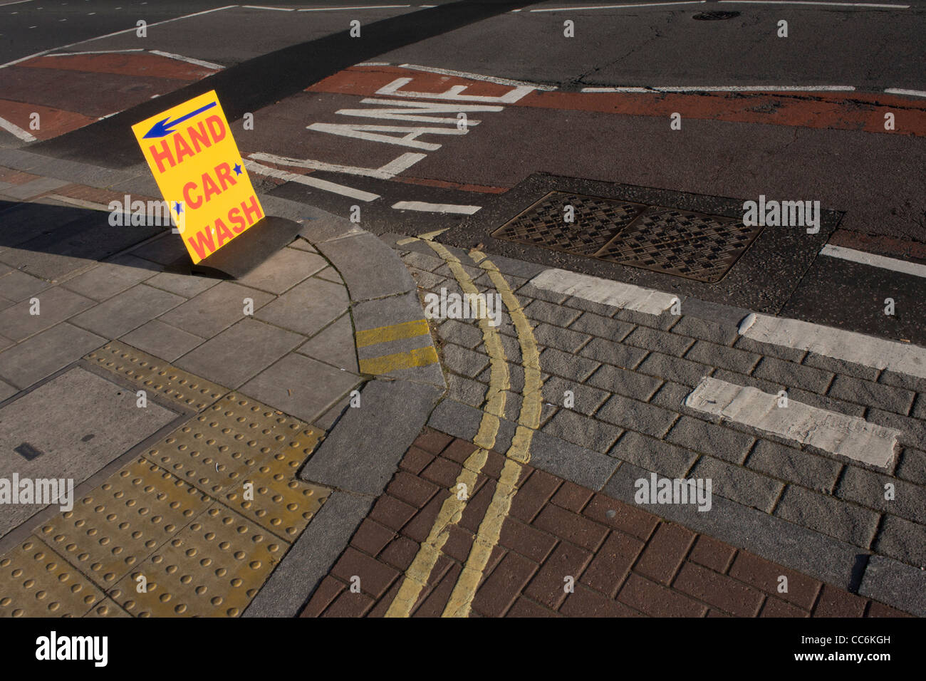 The various lines and markings on an urban road junction Stock Photo ...
