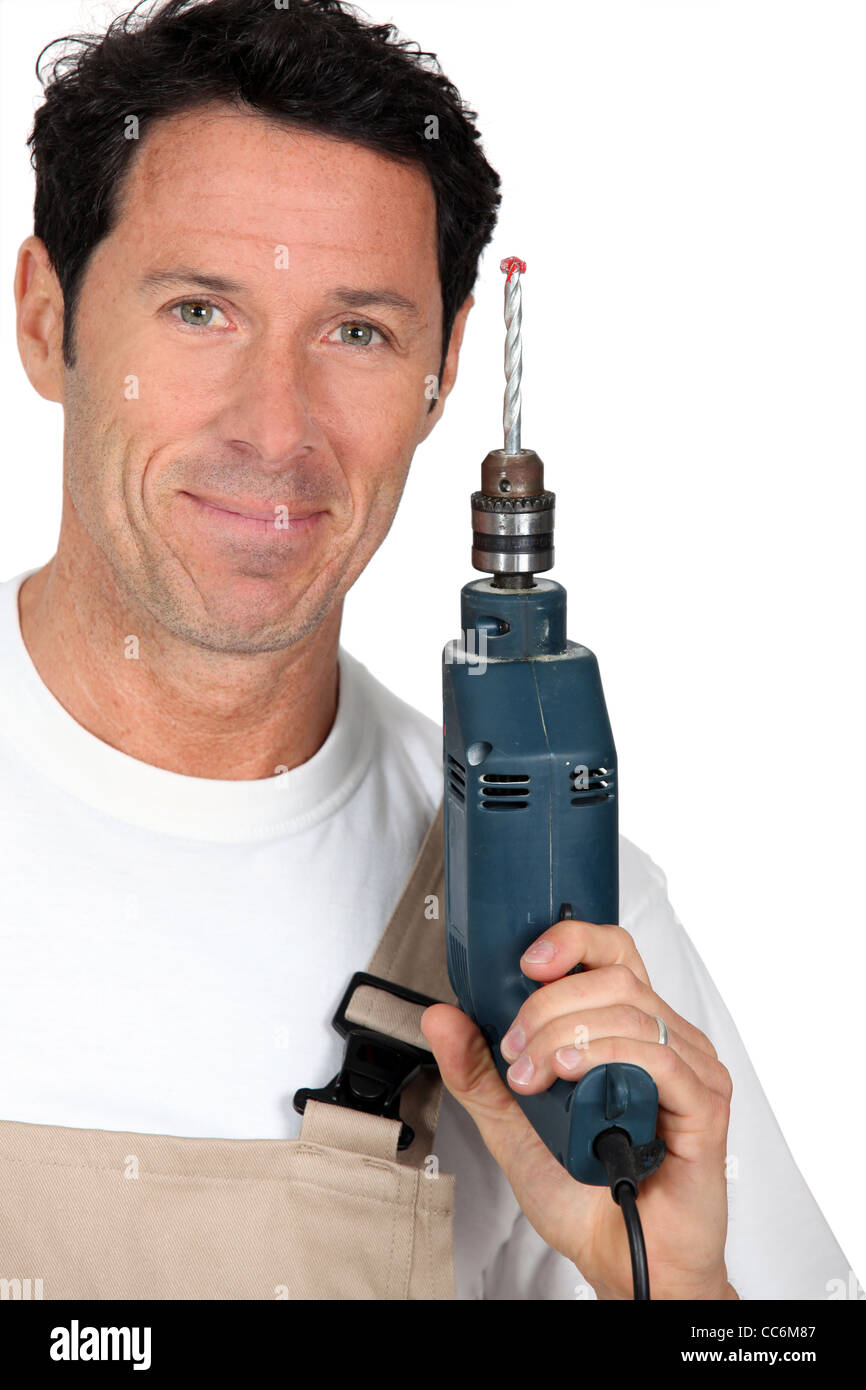 close-up of a man with drill Stock Photo - Alamy