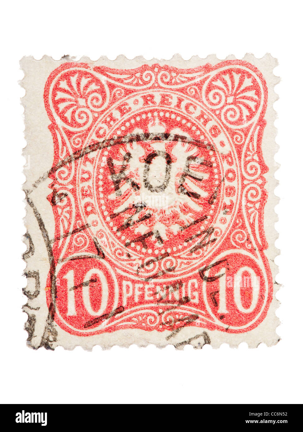 Postage stamp: German Empire, Germania, 1879/ 1880, 10 pfennig, stamped ...