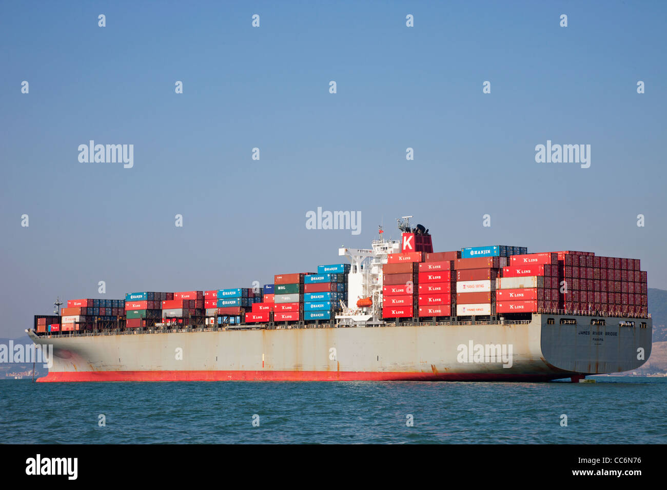China, Hong Kong, Victoria Harbour, Container Ship Stock Photo - Alamy