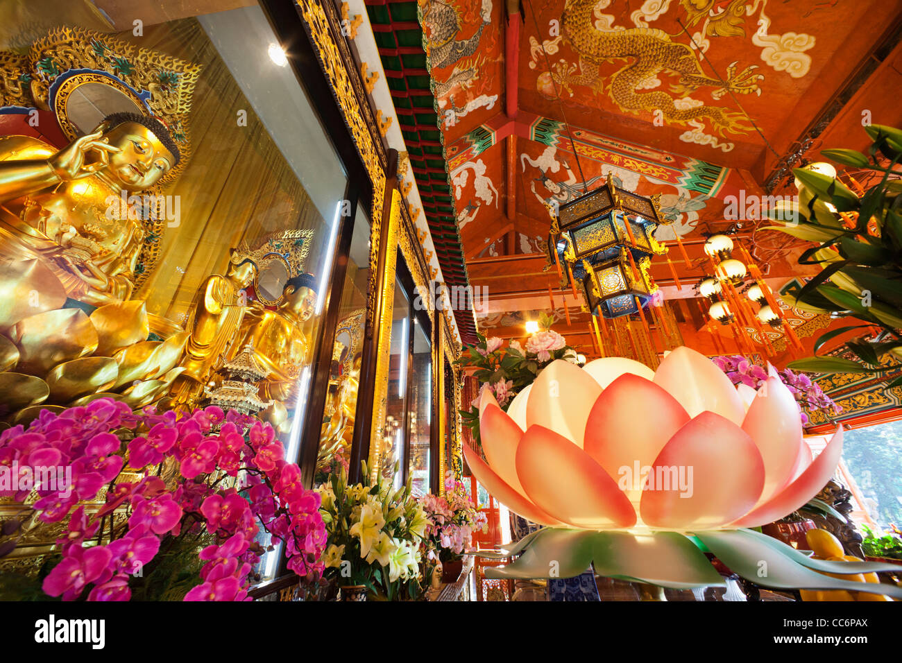 China, Hong Kong, Lantau, Interior of Po Lin Monastery Stock Photo - Alamy