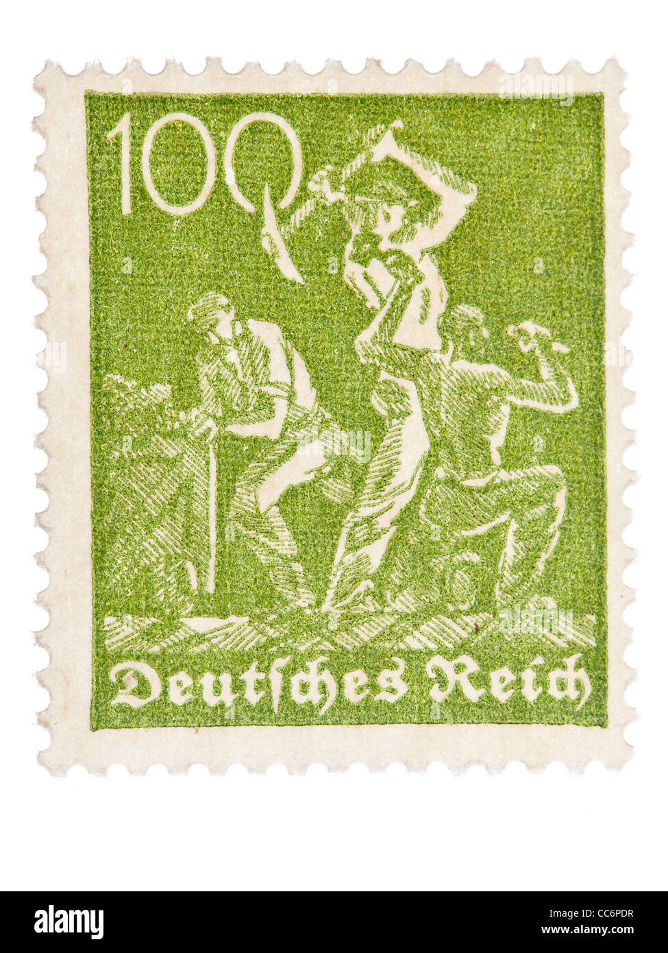 Postage stamp: German Reich, Miners, 1921, 100 pfennig, mint condition ...