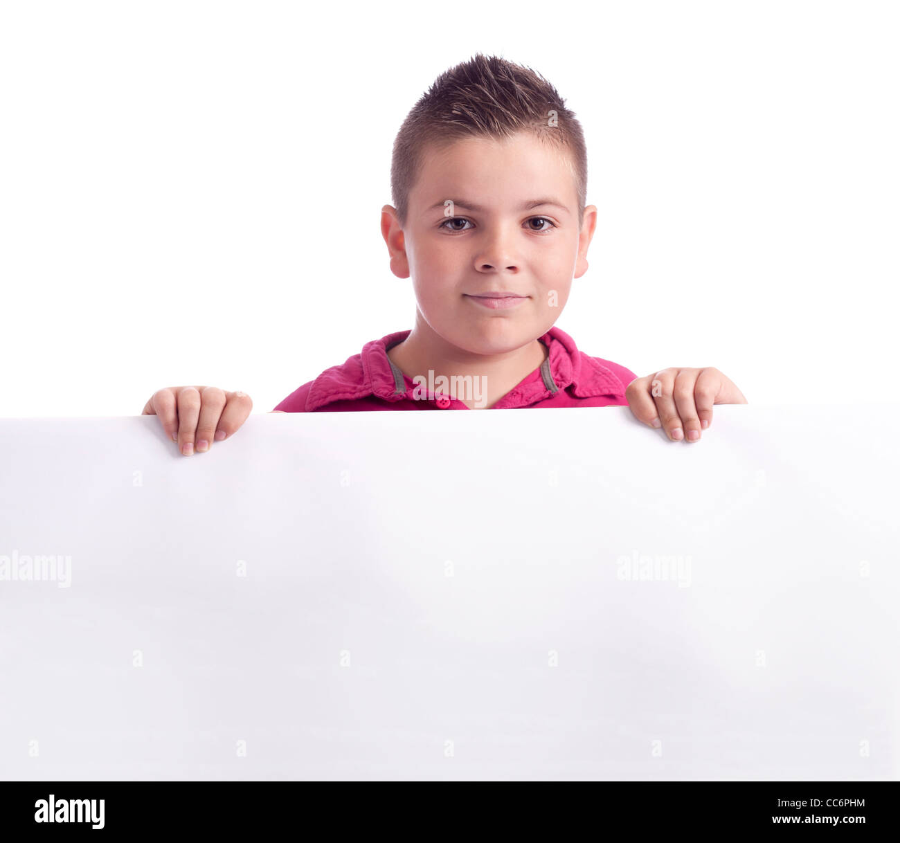 boy with ad space. isolated on white background Stock Photo - Alamy