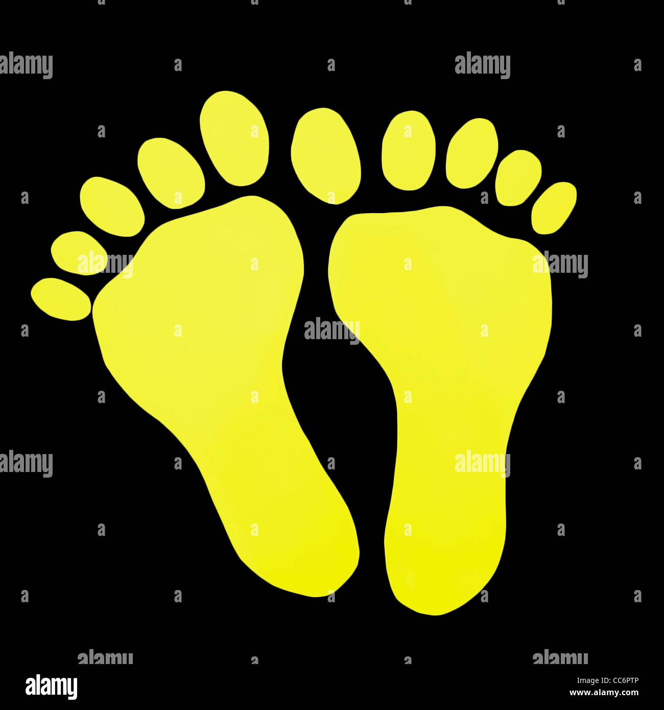 Yellow footprints over black background Stock Photo - Alamy