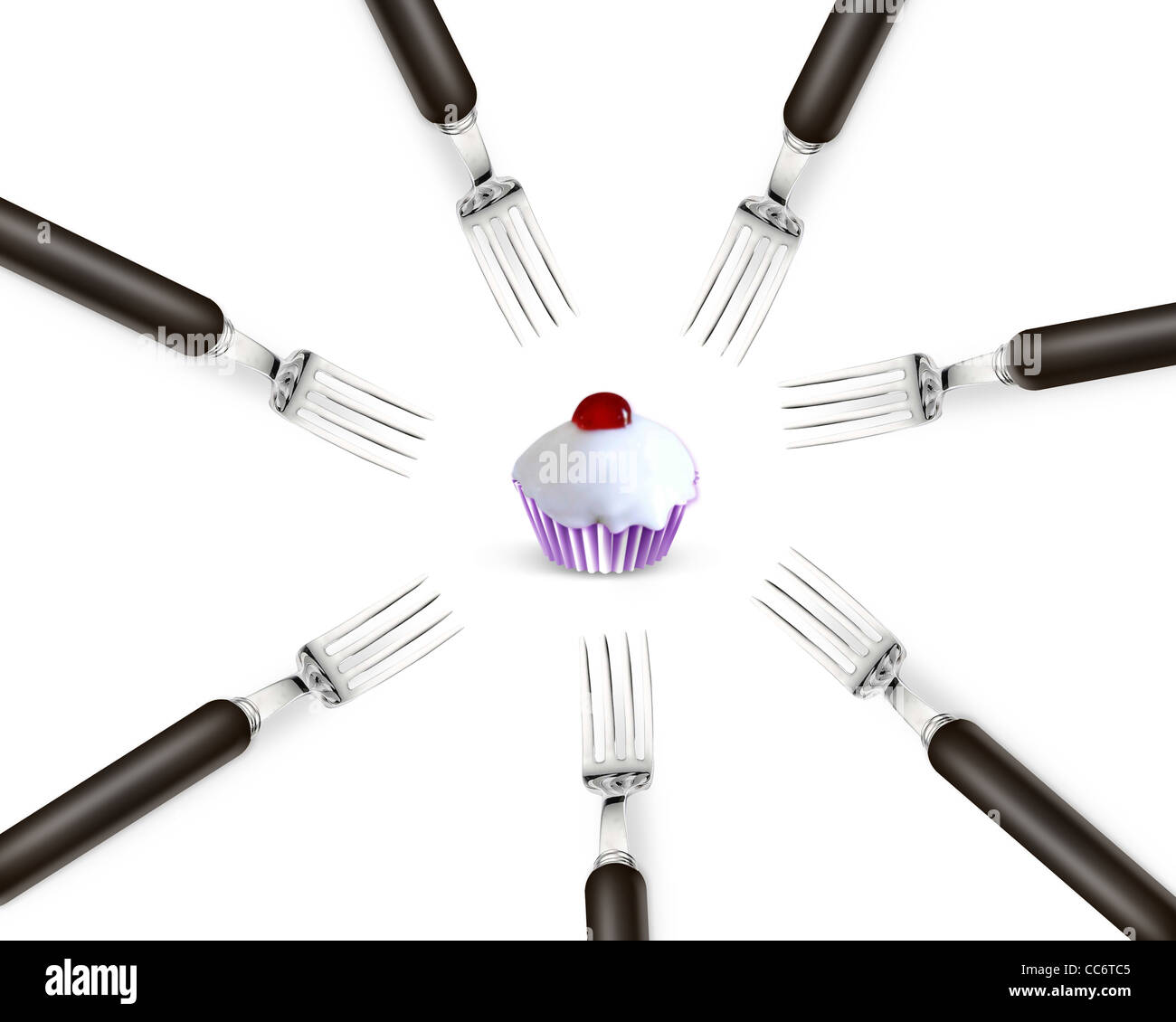 attractive muffin cake between frokes Stock Photo - Alamy