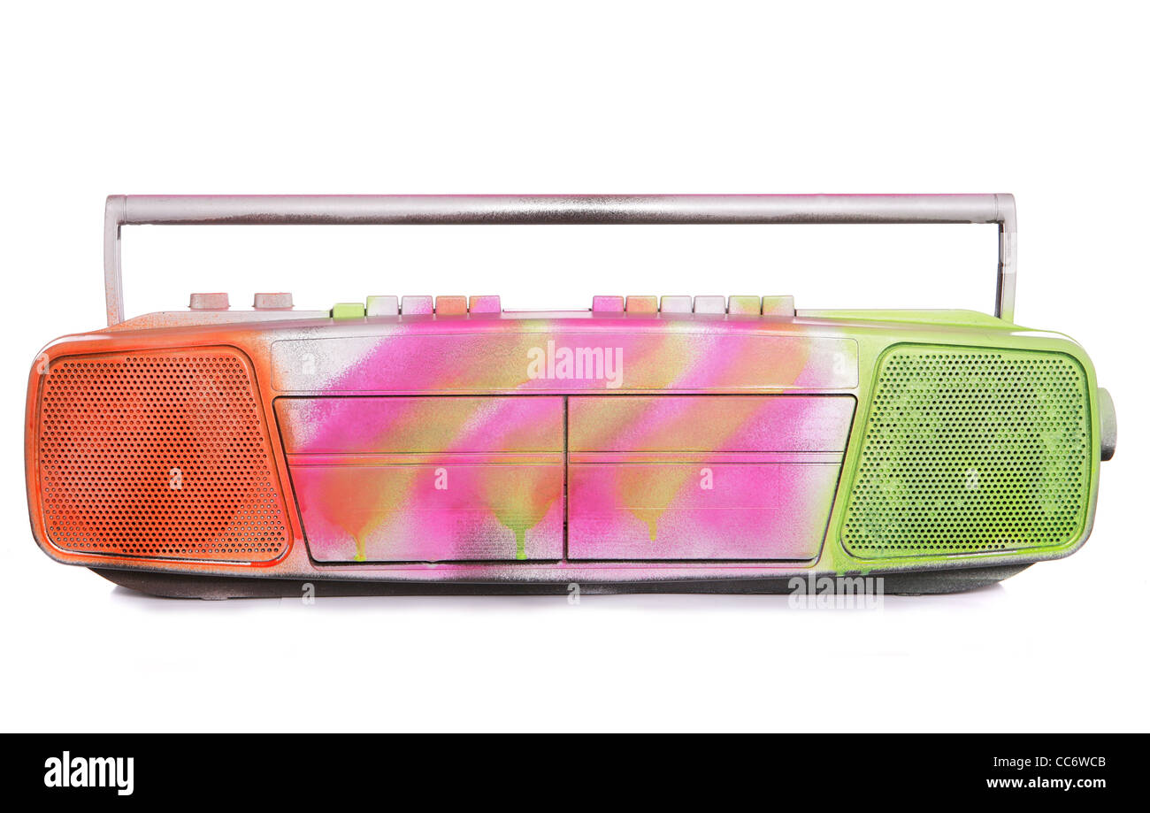 Boombox 80s ghettoblaster on white background Stock Photo - Alamy