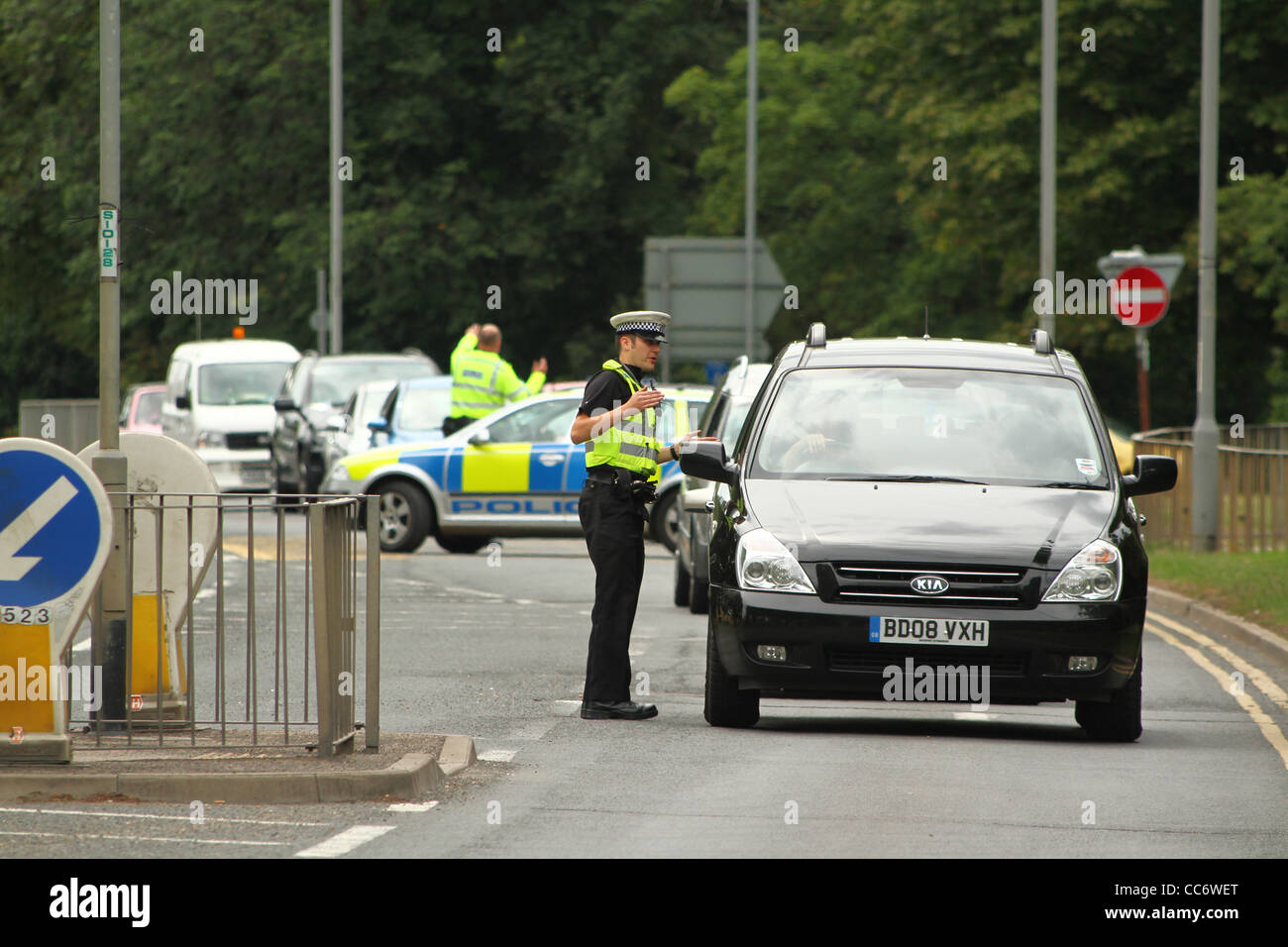 Police and other emergency workers at an incident in Huntingdon ...