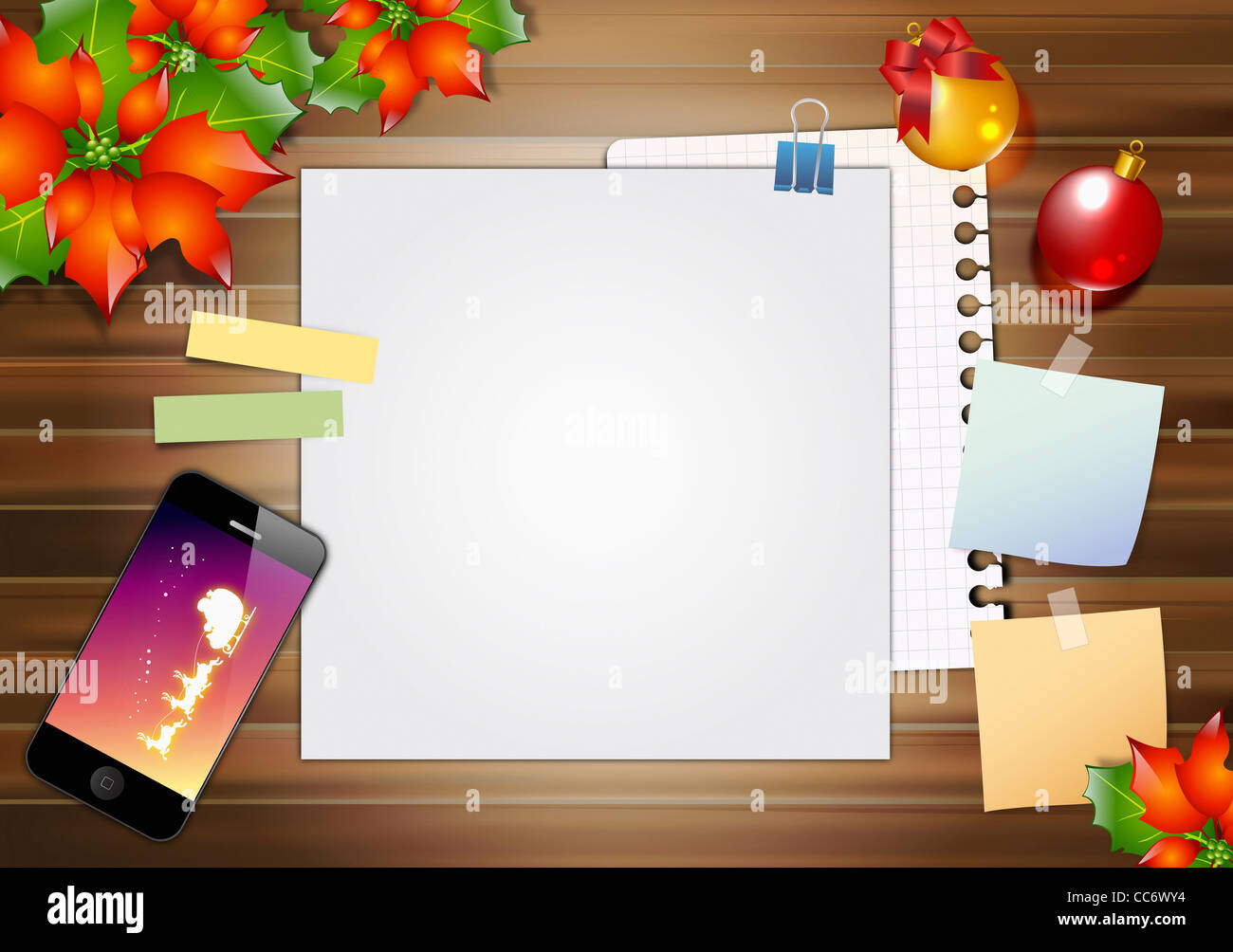 note with christmas decorations around Stock Photo - Alamy