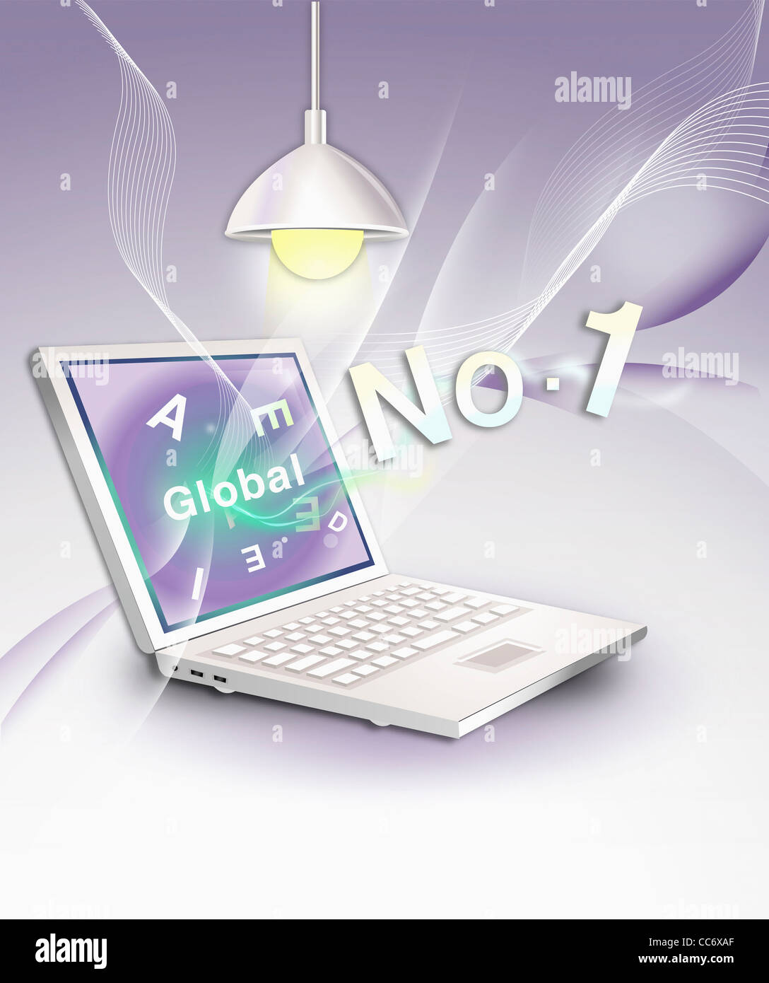 Global No.1 with laptop and light Stock Photo - Alamy