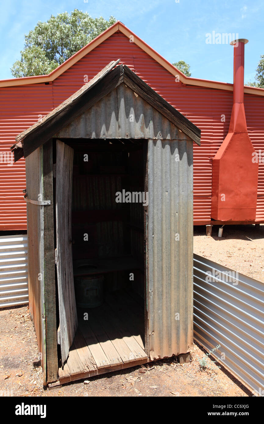 An outdoor toilet in a corrugated iron hut at Kalgoorlie, Western ...