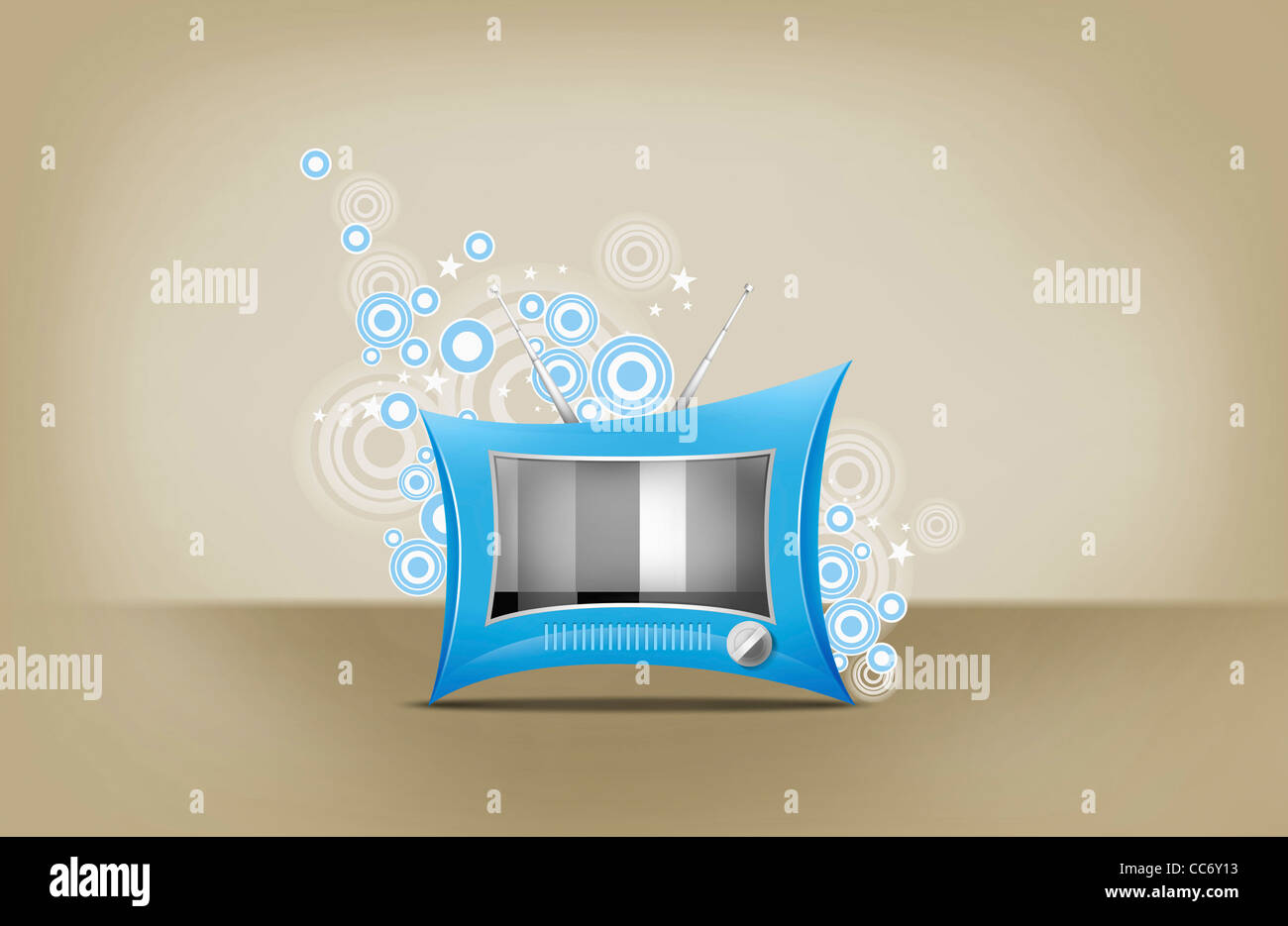 The blue colored television with brown background Stock Photo - Alamy