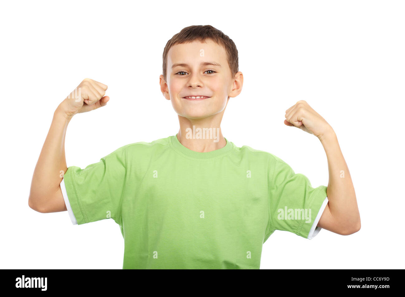 Portrait of a strong child showing off Stock Photo - Alamy