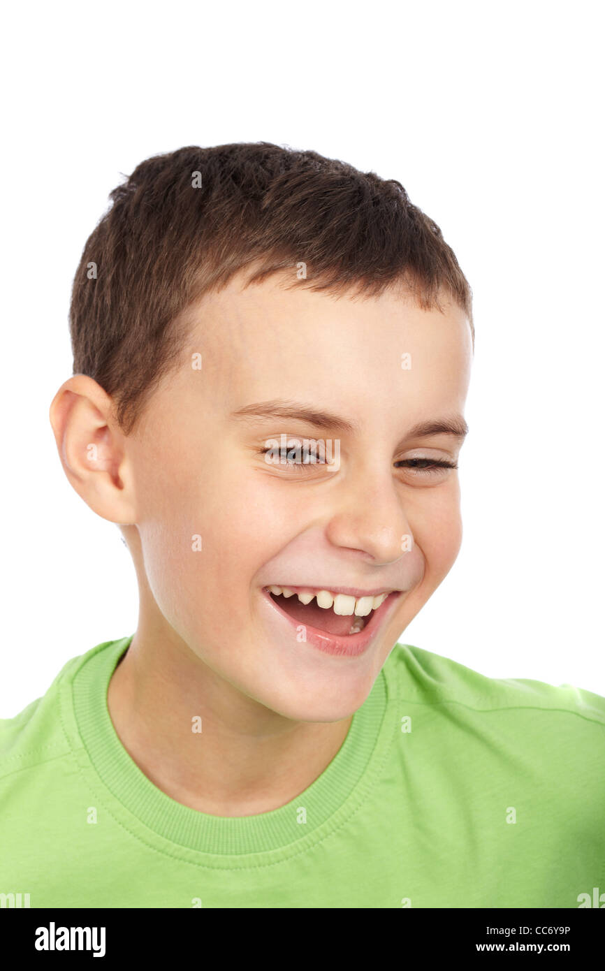Close-up portrait of a cute boy laughing Stock Photo - Alamy