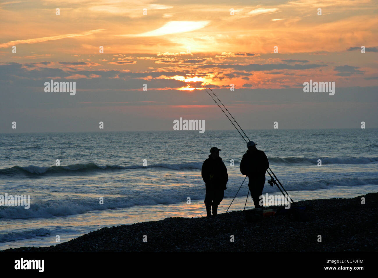 Winter Fishing on Littlehampton West Beach Stock Photo - Alamy