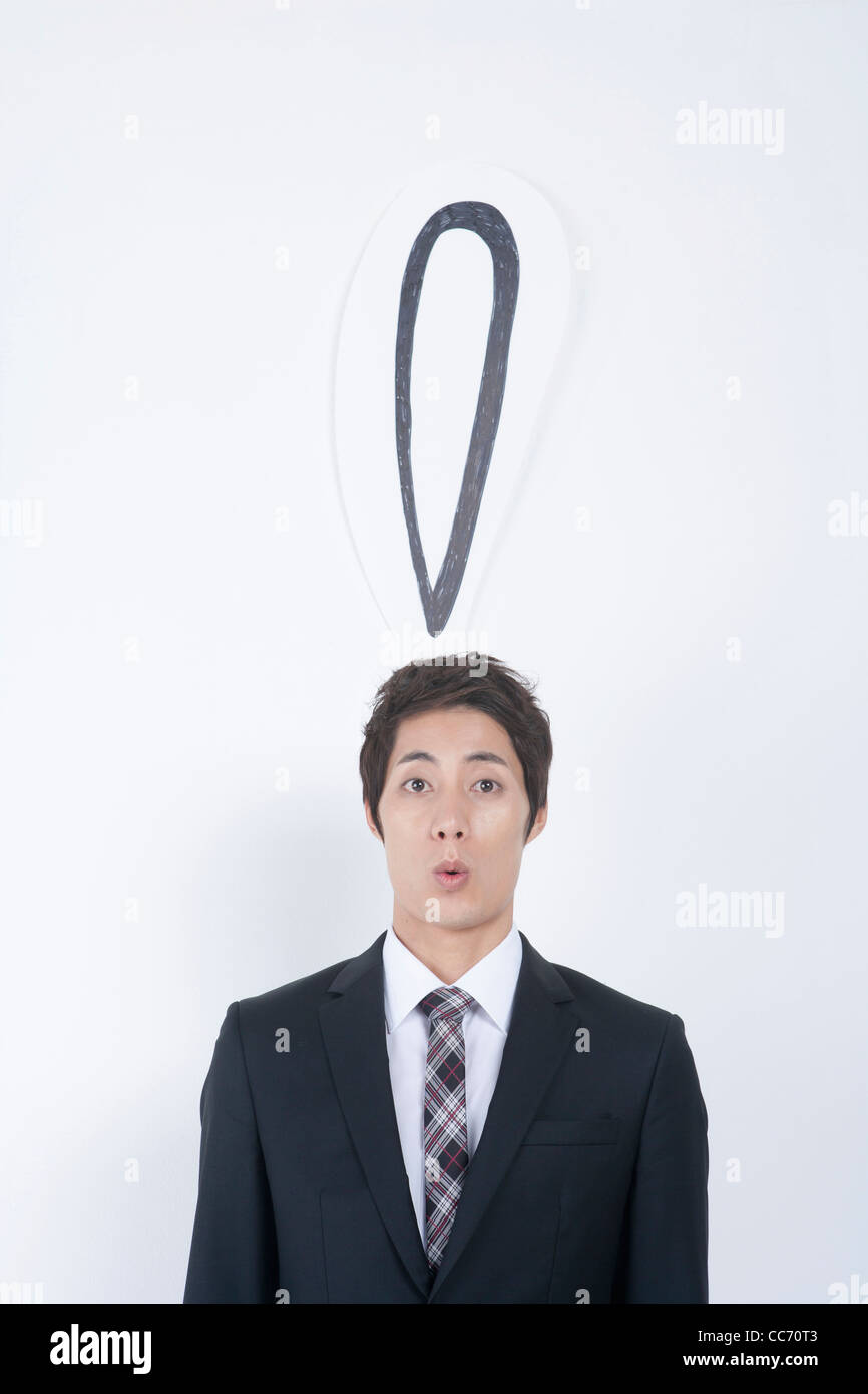 A man with exclamation mark Stock Photo - Alamy