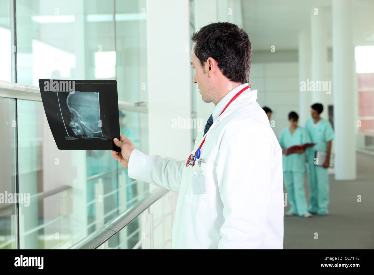 Hospital doctor looking at an xray Stock Photo - Alamy
