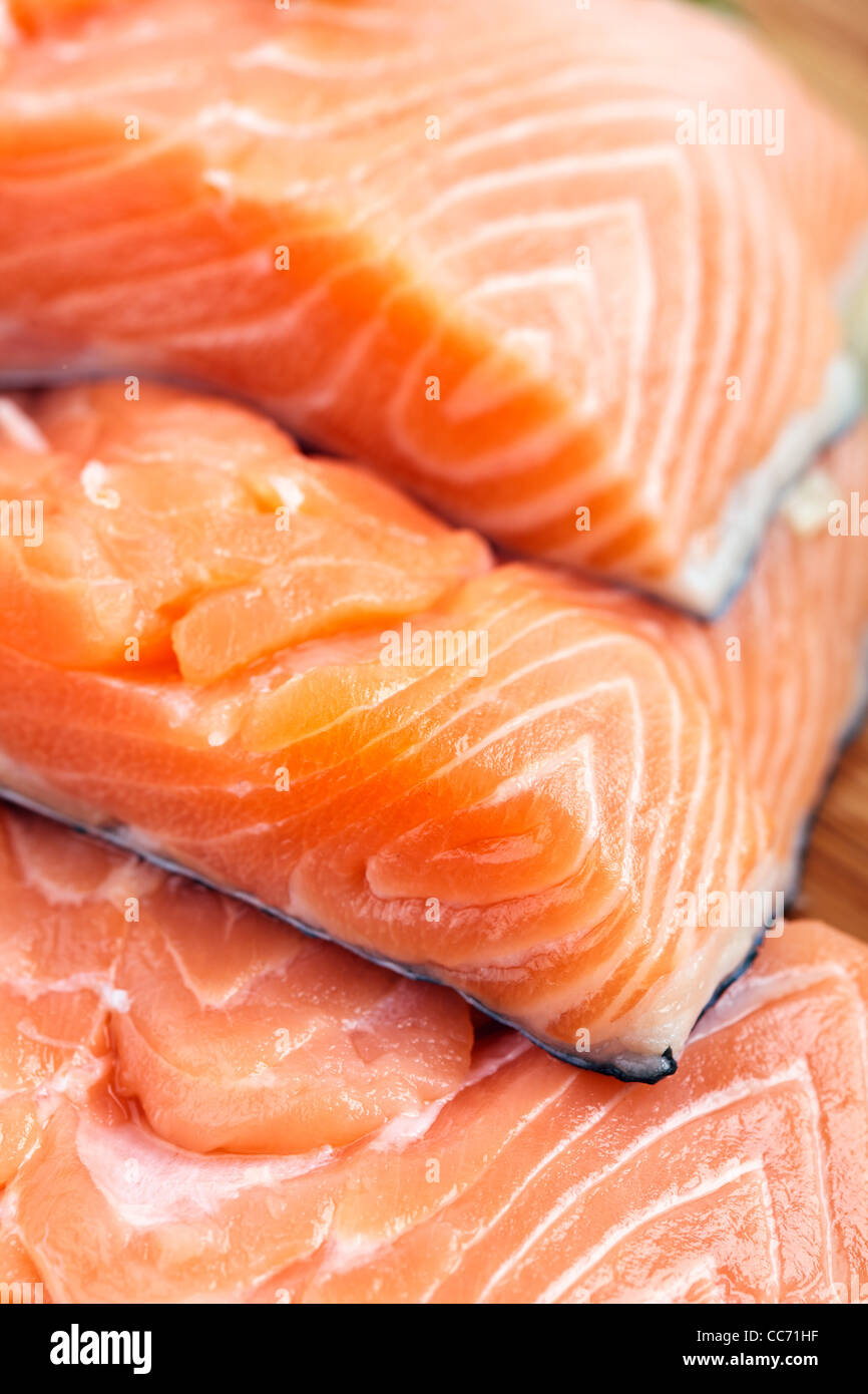 Macro of fresh red salmon fillet Stock Photo - Alamy