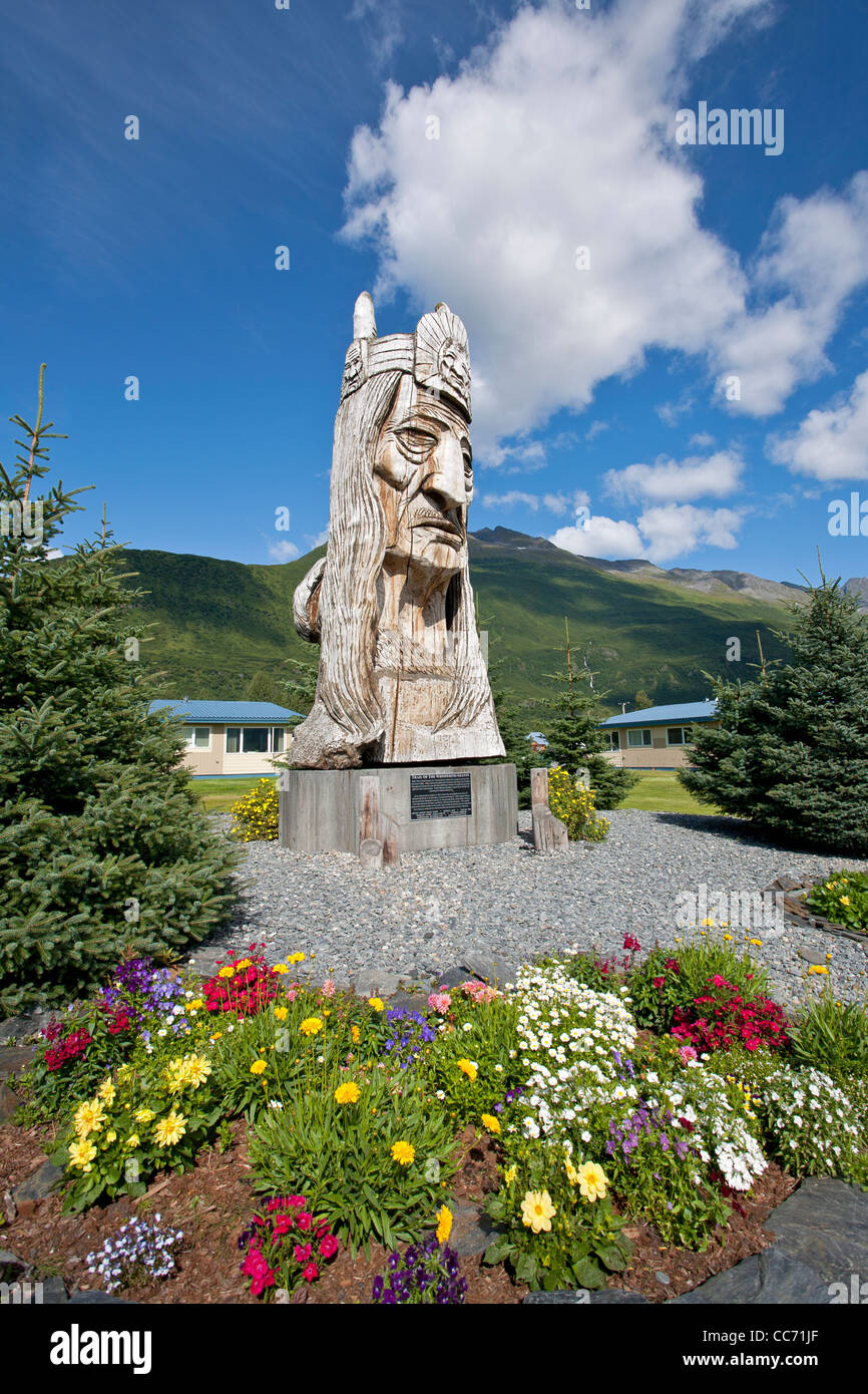 Wood sculpture.Valdez.Alaska Title: Trail of the whispering giants ...
