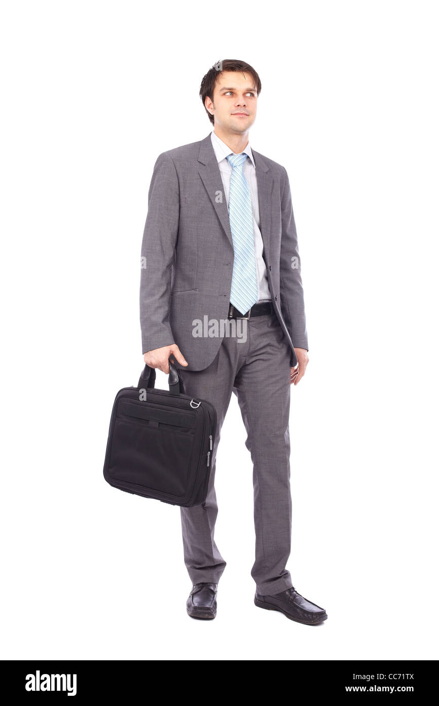 Full length portrait of a young businessman isolated on white ...