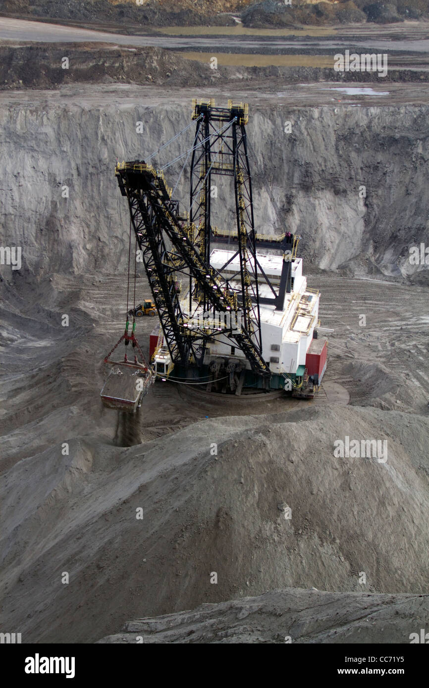 Aerial view of a dragline being used in the process of coal surface ...
