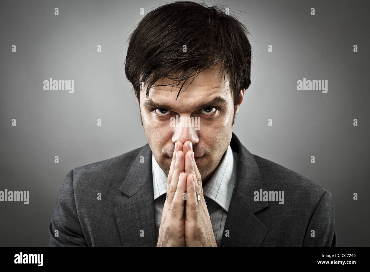 Young businessman with an expression of intense concentration Stock ...