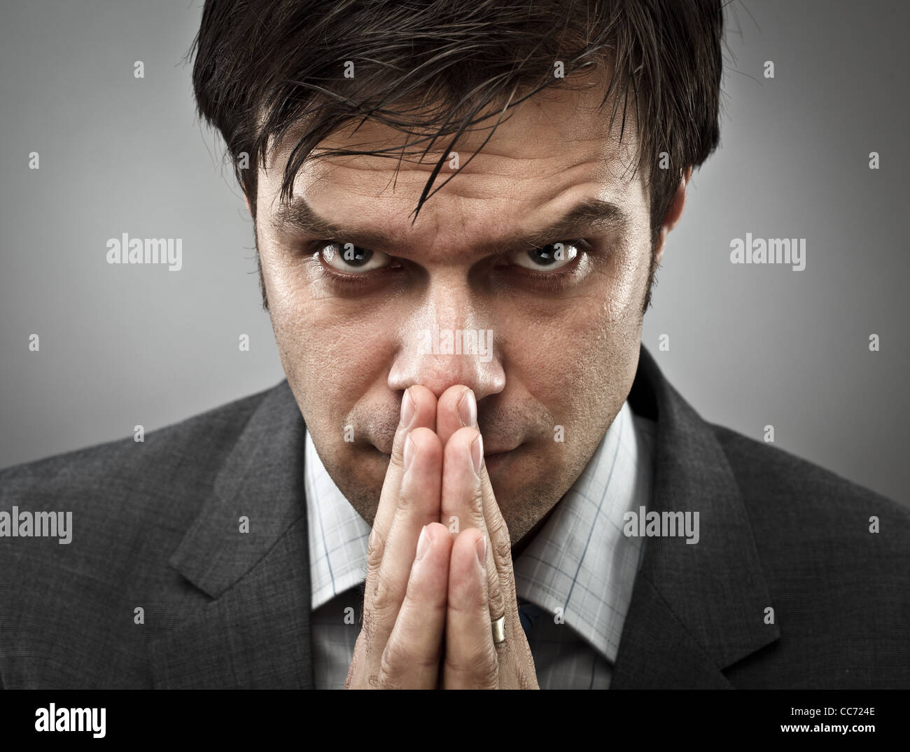 Young businessman with an expression of intense concentration Stock ...