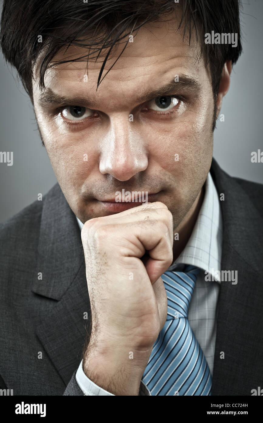 Young businessman with an expression of intense concentration Stock ...