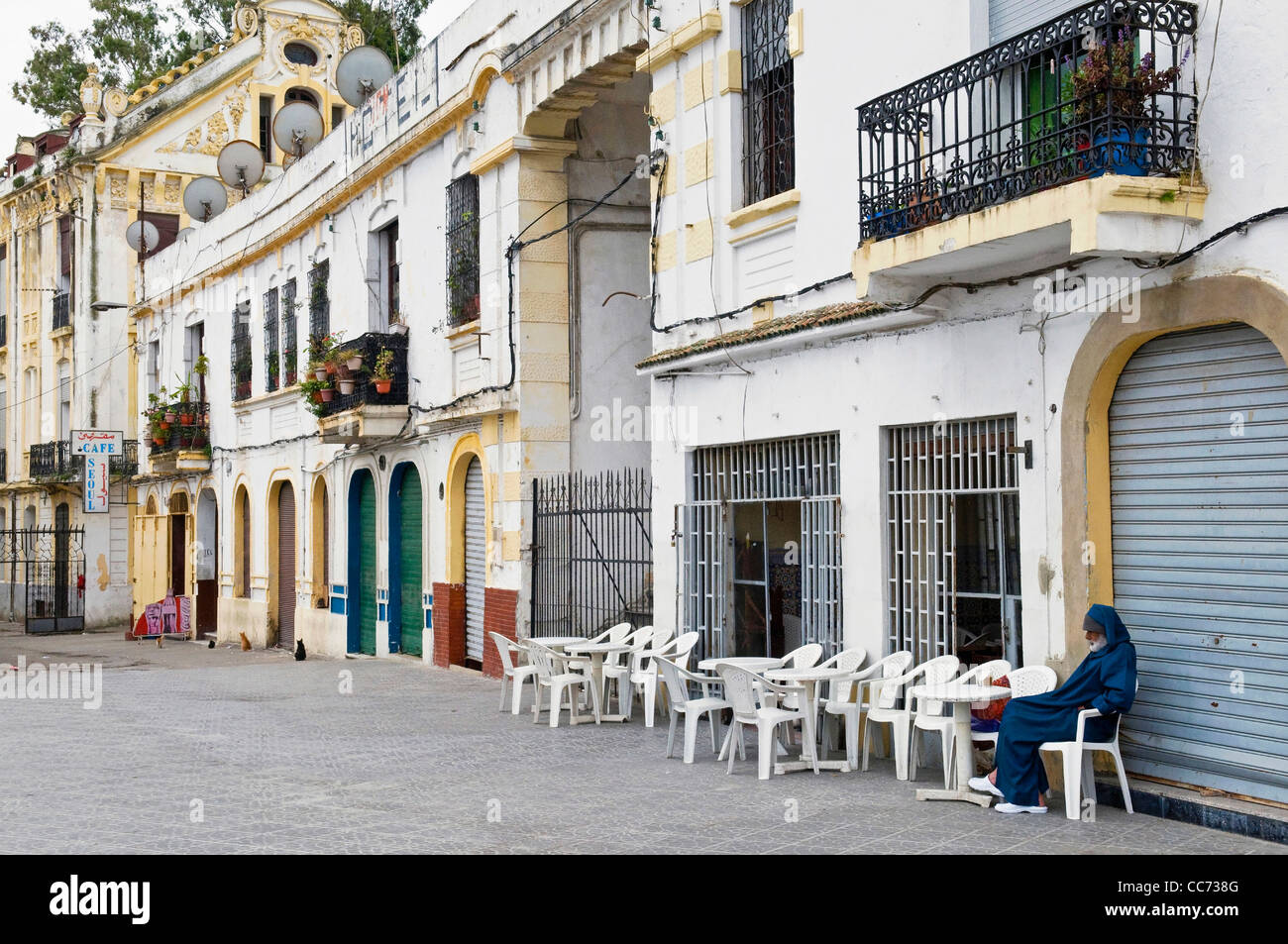 Spanish buildings at the old port, Tangier, Morocco, North Africa Stock ...