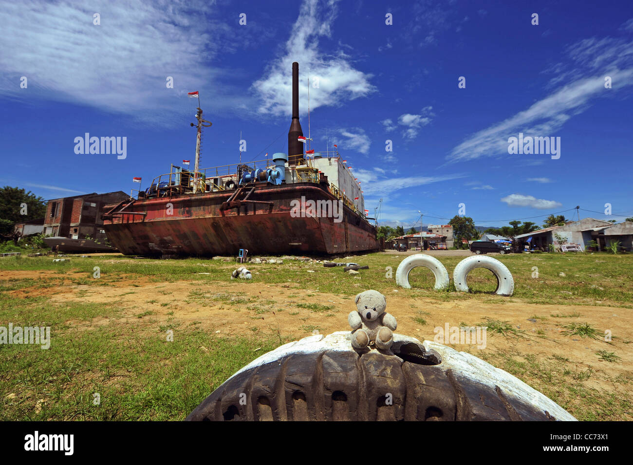 Indonesia, Sumatra, Banda Aceh, old electricity cargo ship found in the ...