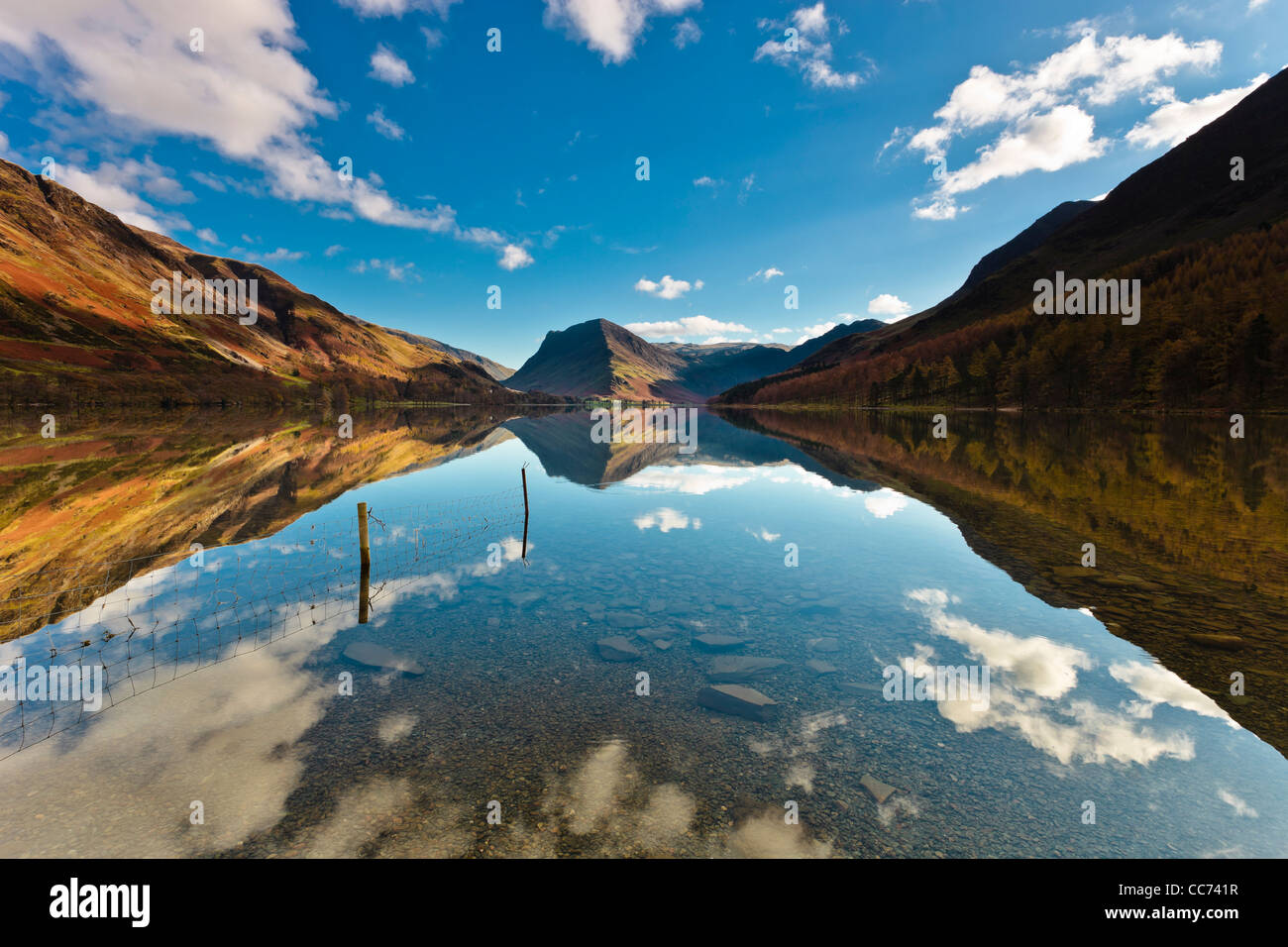 Beautiful Buttermere reflected in the calm water Stock Photo - Alamy