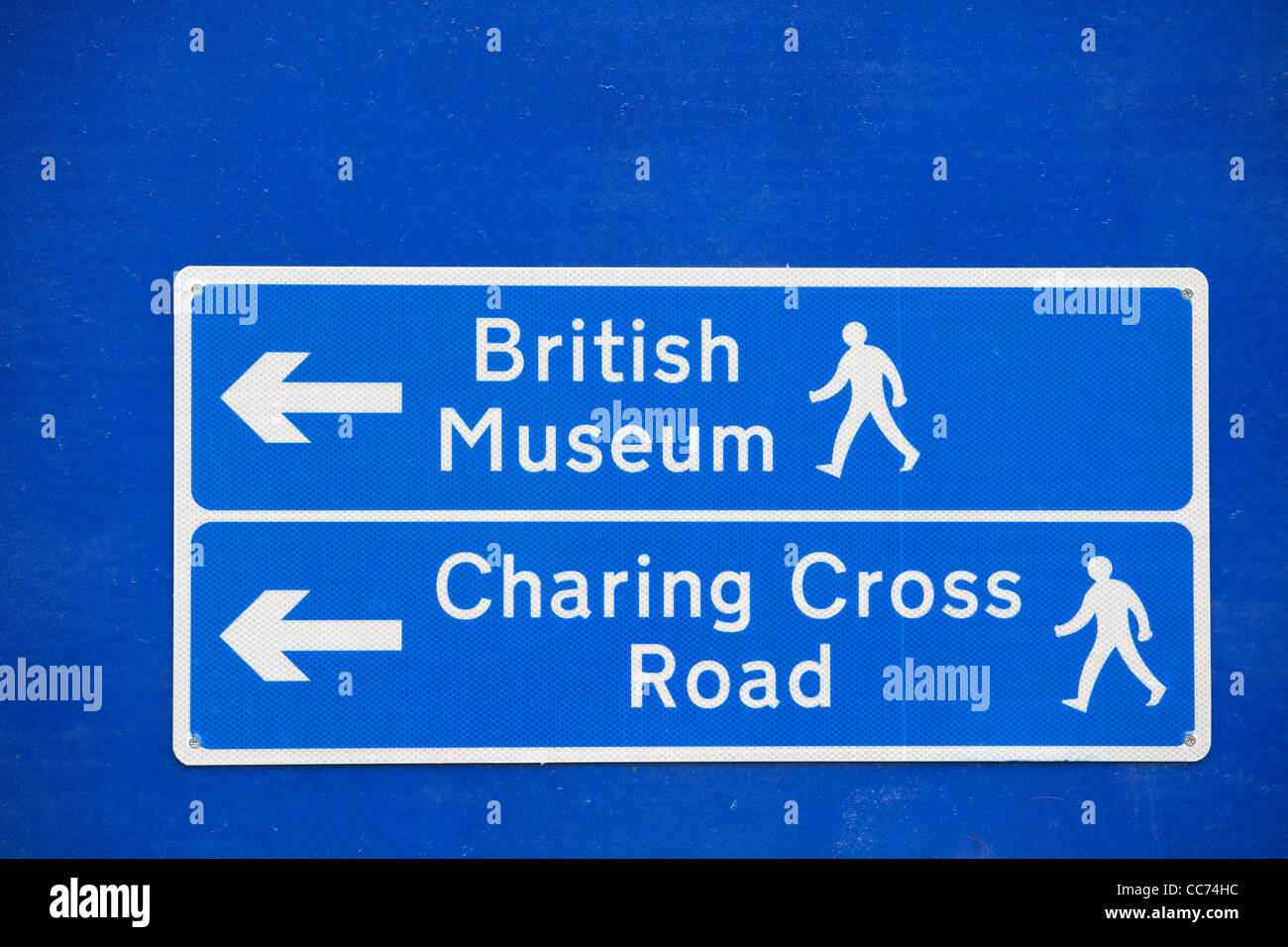 Blue road signs with white lettering in London, British Museum and ...