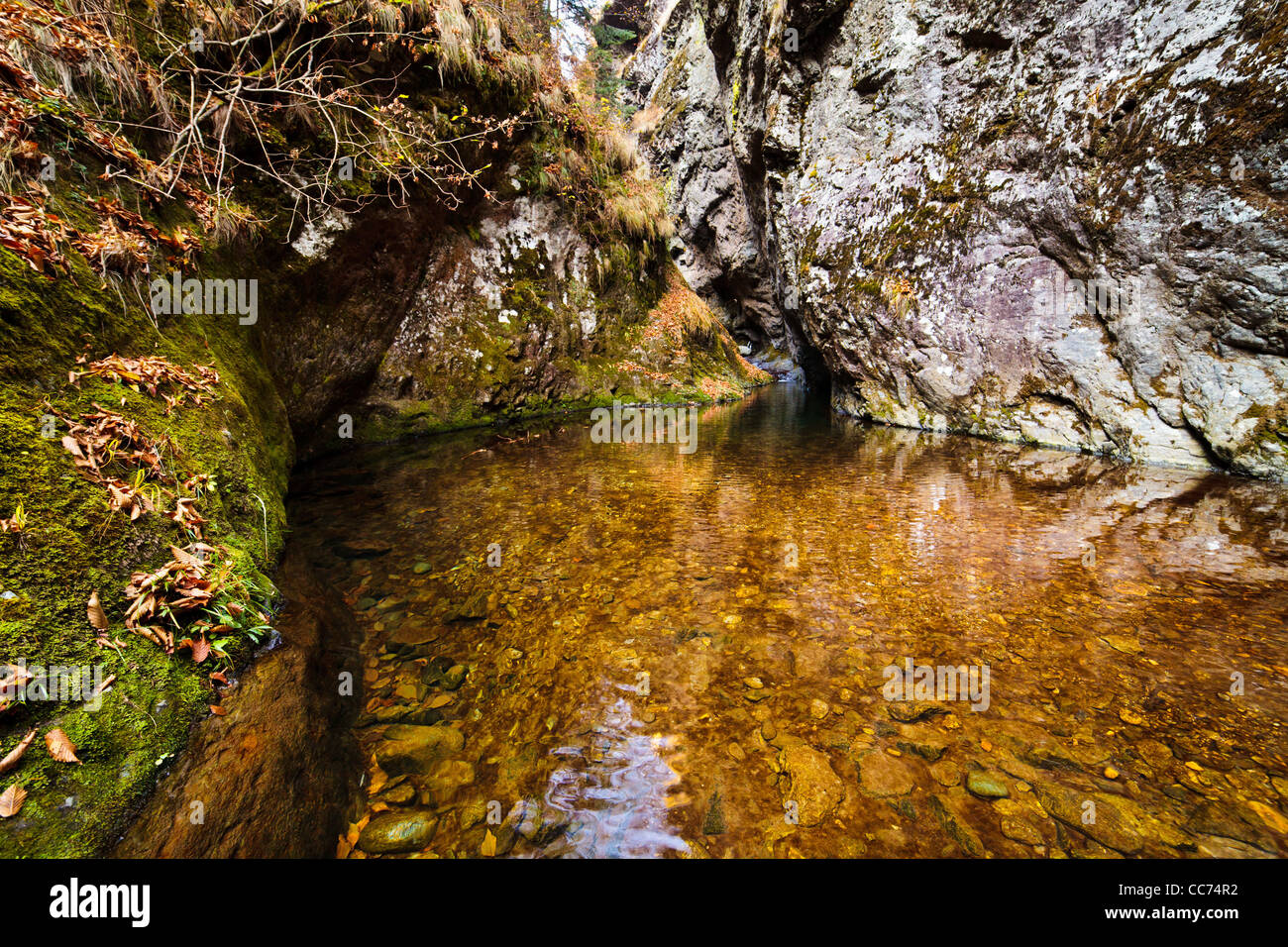Rough mountain landscape with a creek flowing through a canyon Stock ...