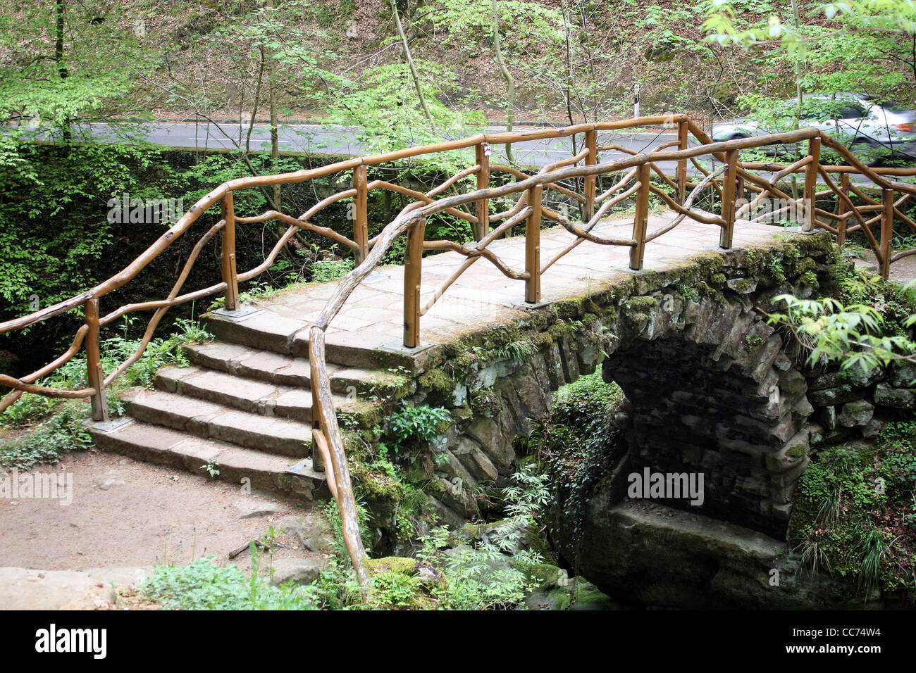 Bridge of the tourist in the nature "Mullerthal"in Luxembourg Stock ...