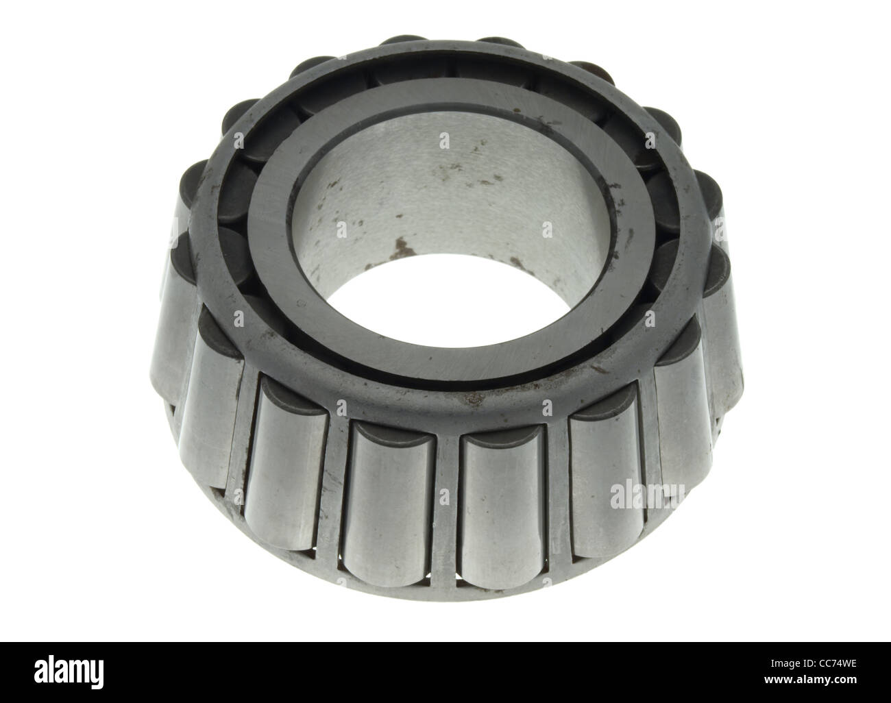 old roller bearing with traces rust, isolated on white background Stock ...