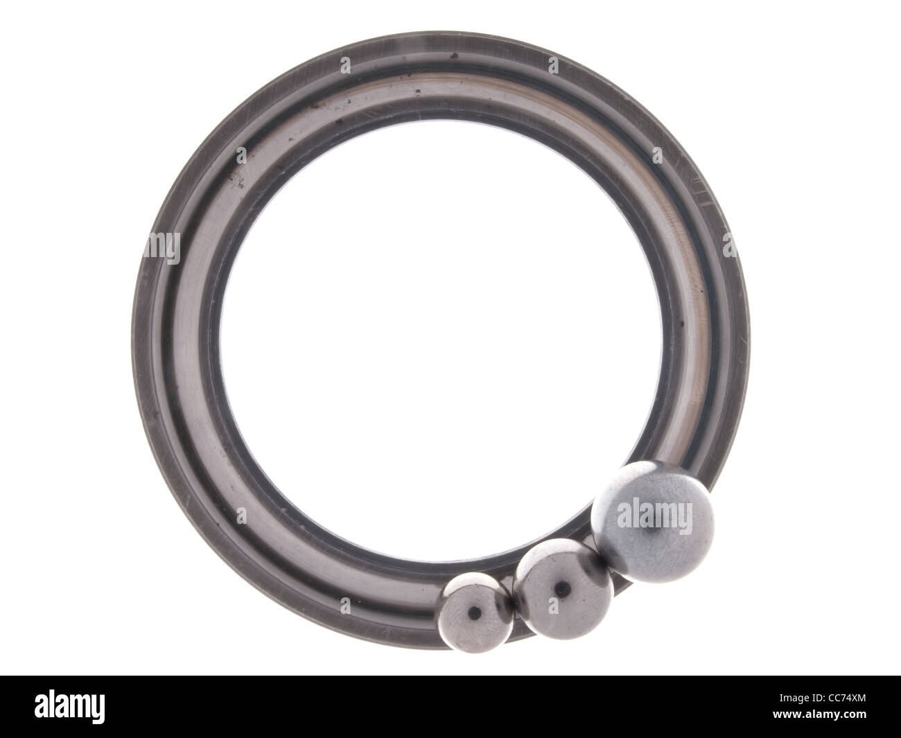 Bearing part of the round in a ring with three balls, isolated on white ...