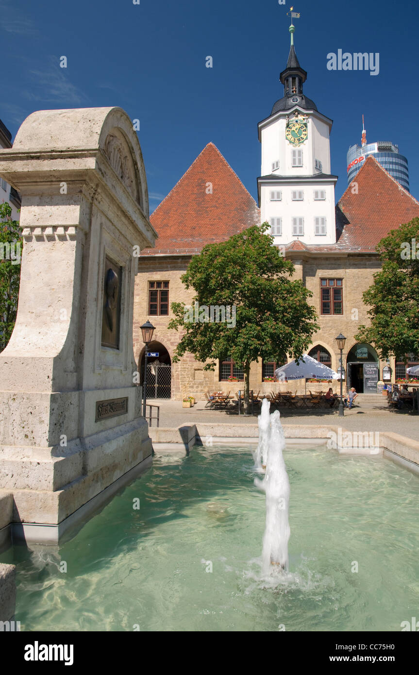 City hall and Bismarckbrunnen fountain, Jena, Thuringia, Germany ...