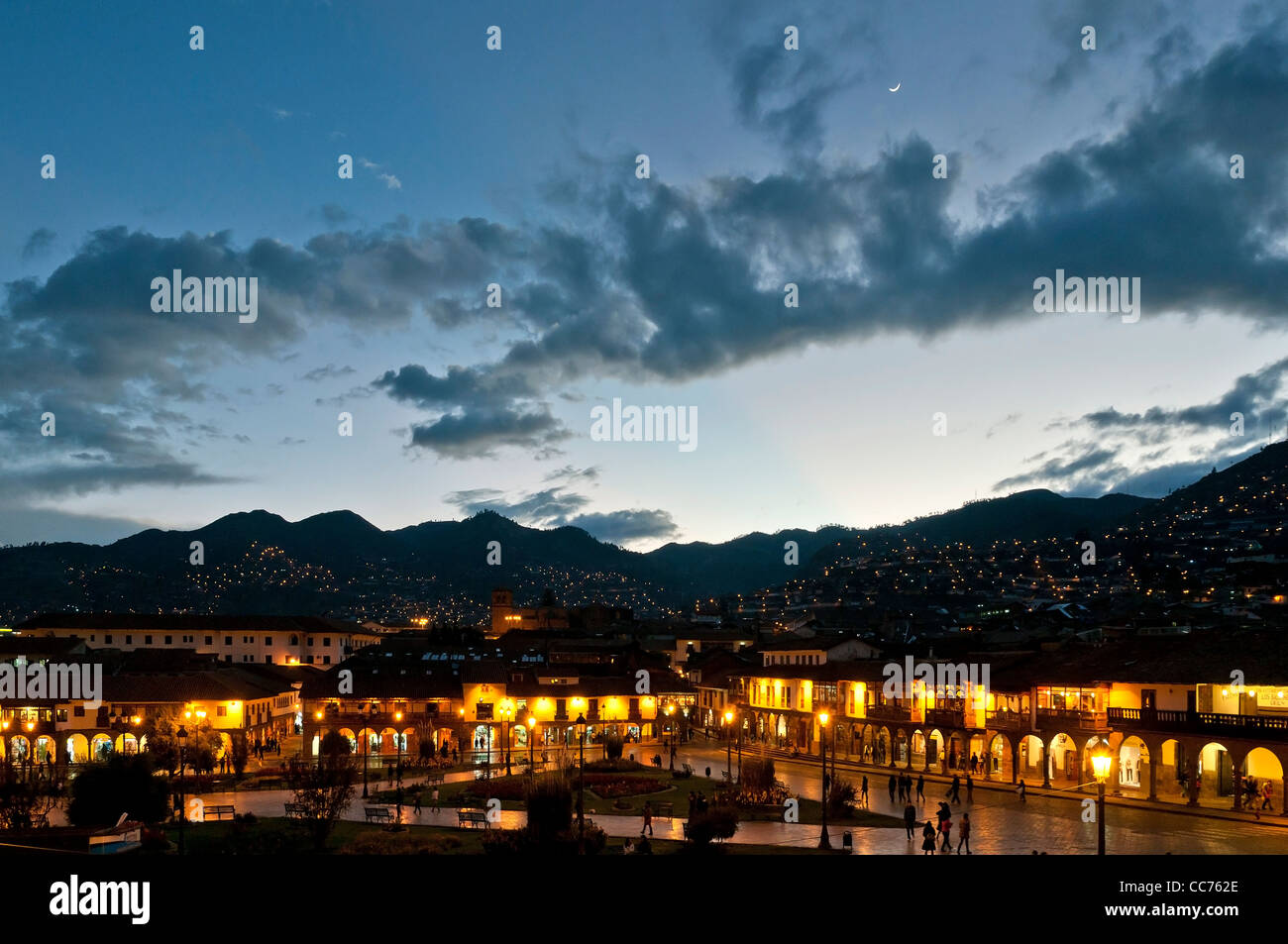 Cusco, Peru. Plaza de Armas at night Stock Photo - Alamy