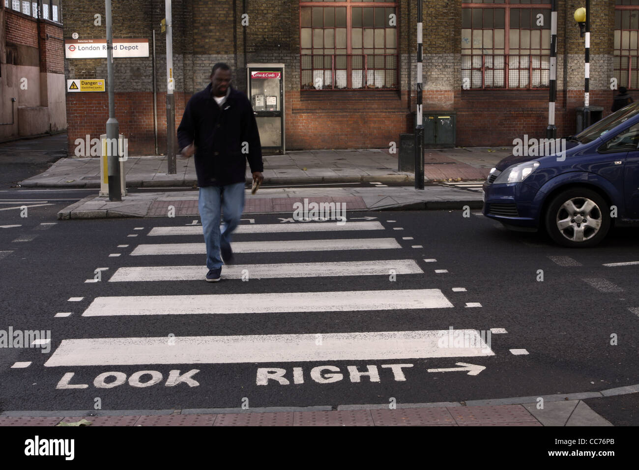 Zebra crossing with moving car pedestrian hi-res stock photography and ...