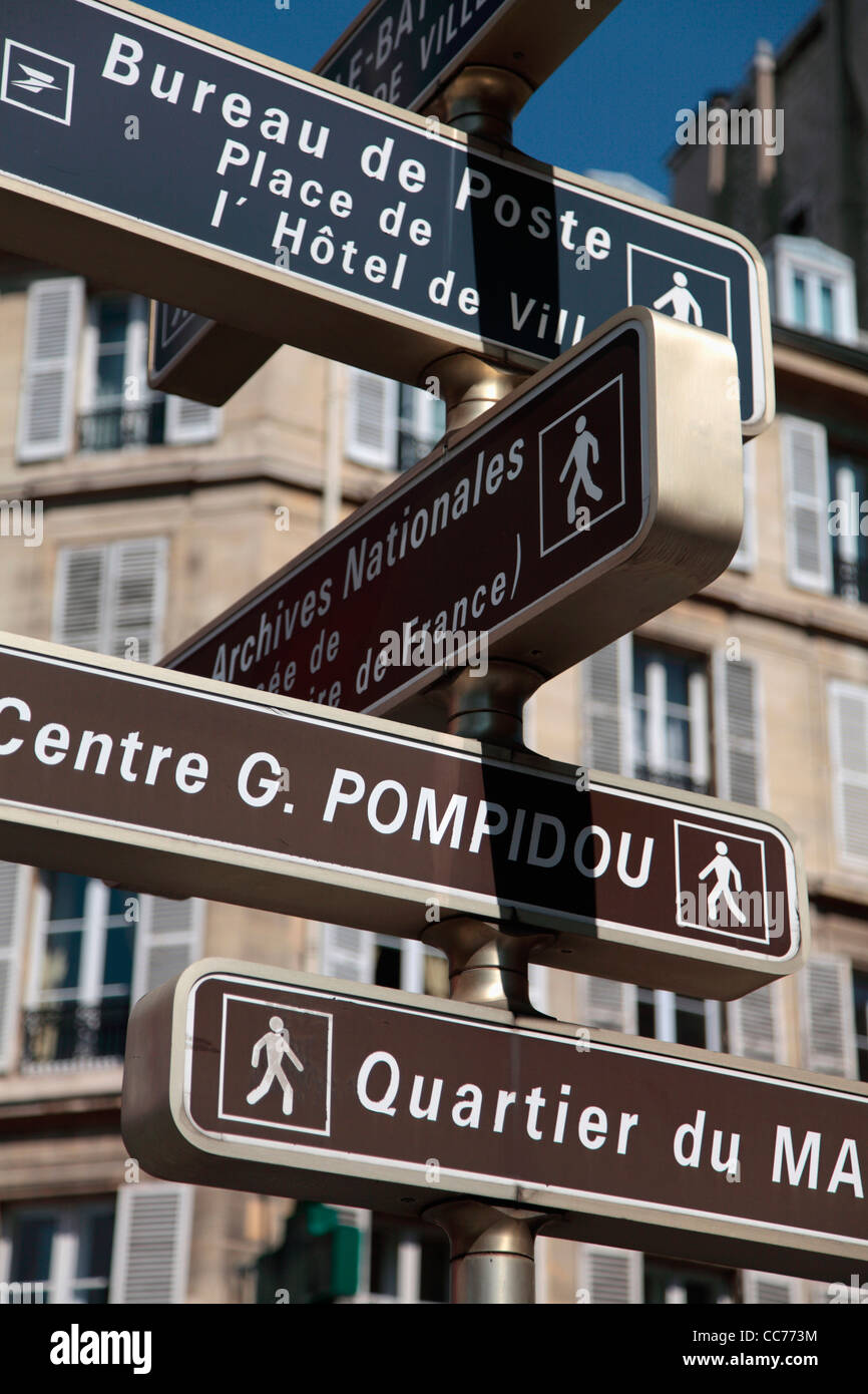 France, Paris, Direction signs on the street Stock Photo - Alamy