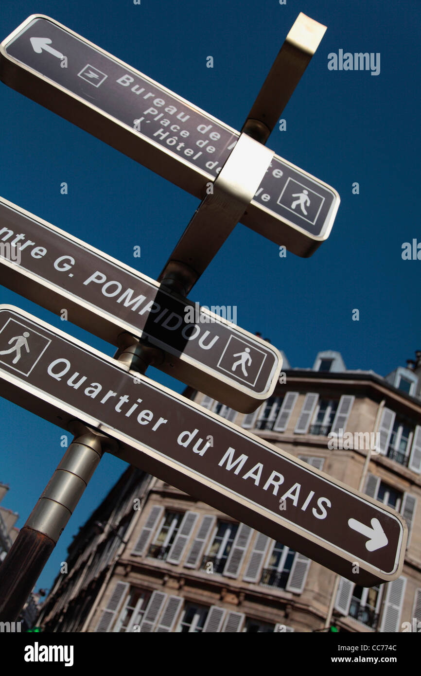 France, Paris, Direction signs on the street Stock Photo - Alamy