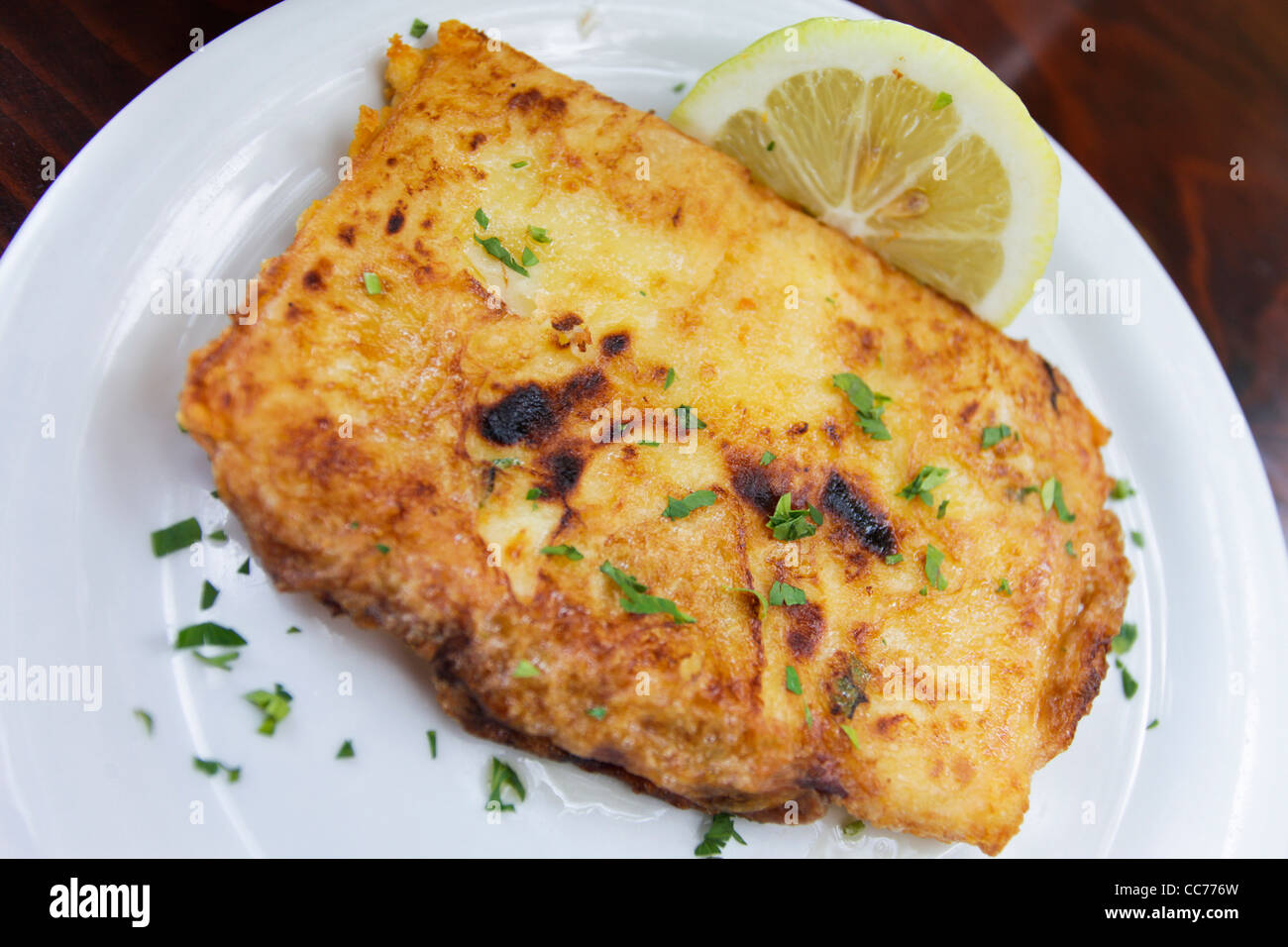 Mykonos, Greece. Traditional food, fried cheese Stock Photo - Alamy