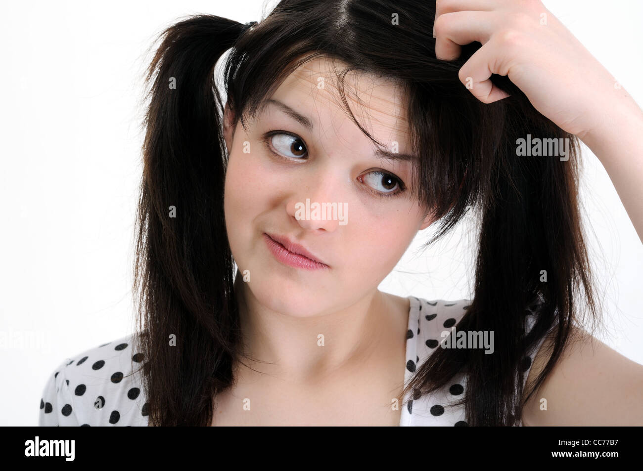 Brunette touch hair hi-res stock photography and images - Alamy