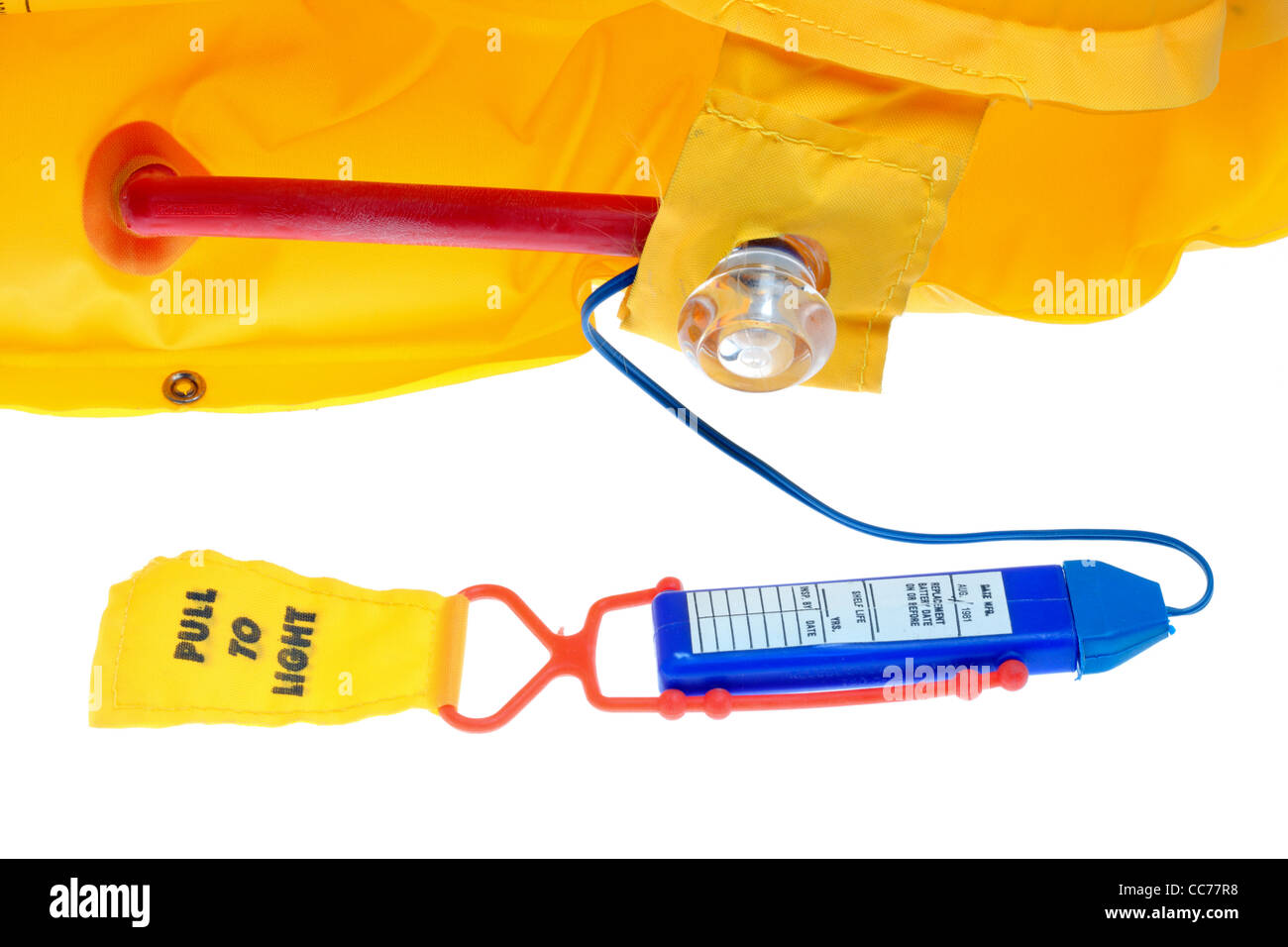 Yellow life vest, for use in airplanes, as emergency equipment ...